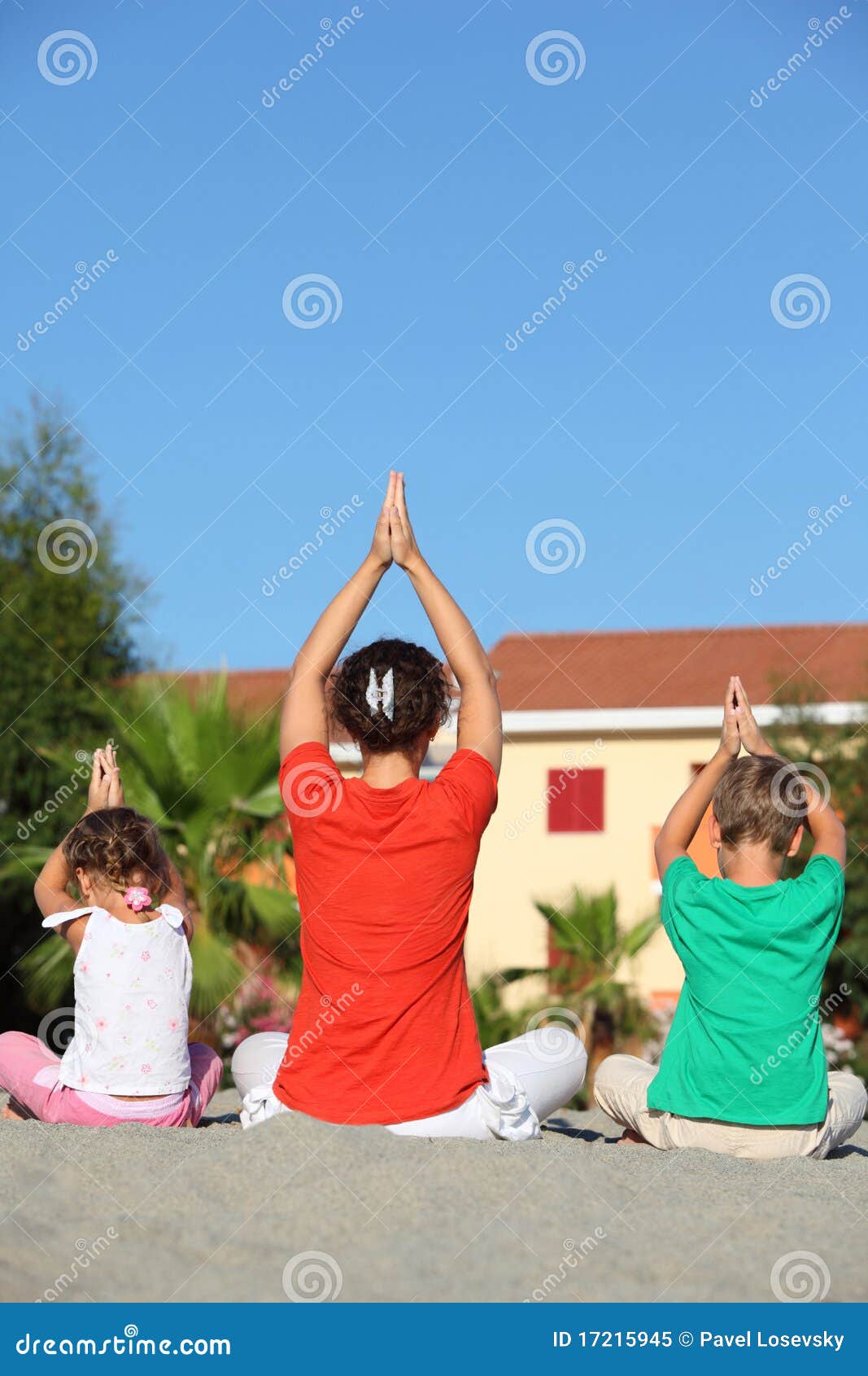 Woman with Children Sit Turn Back on Sand Stock Image - Image of mother ...