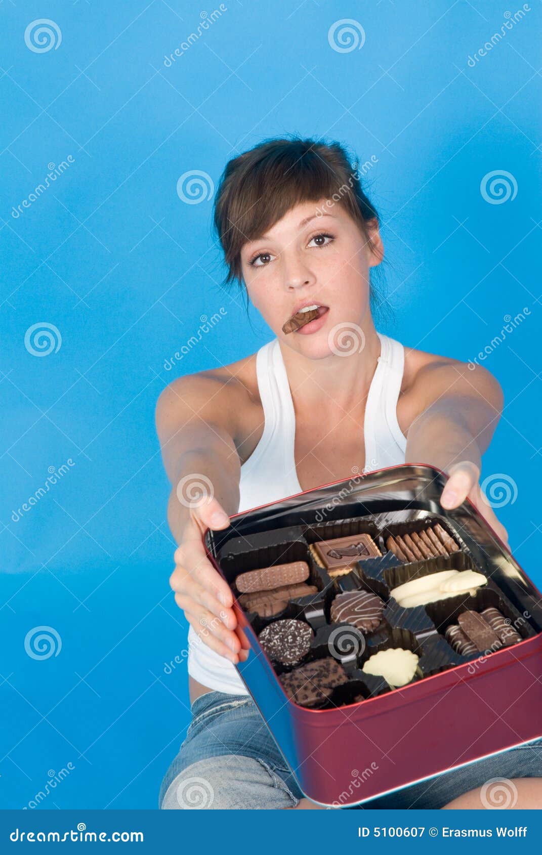 Woman and Chocolate Candy stock image. Image of eats, woman - 5100607