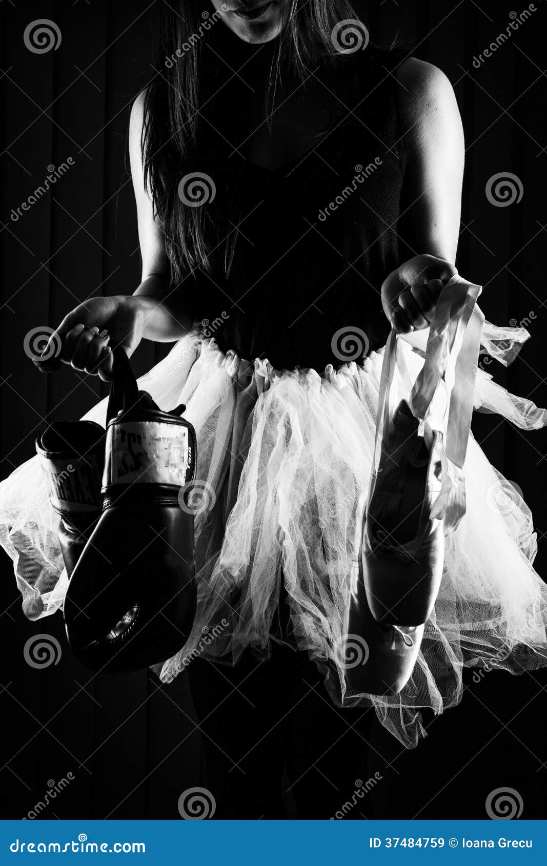 Woman Choosing between Boxing and Ballet, Balance in Life Stock Image ...