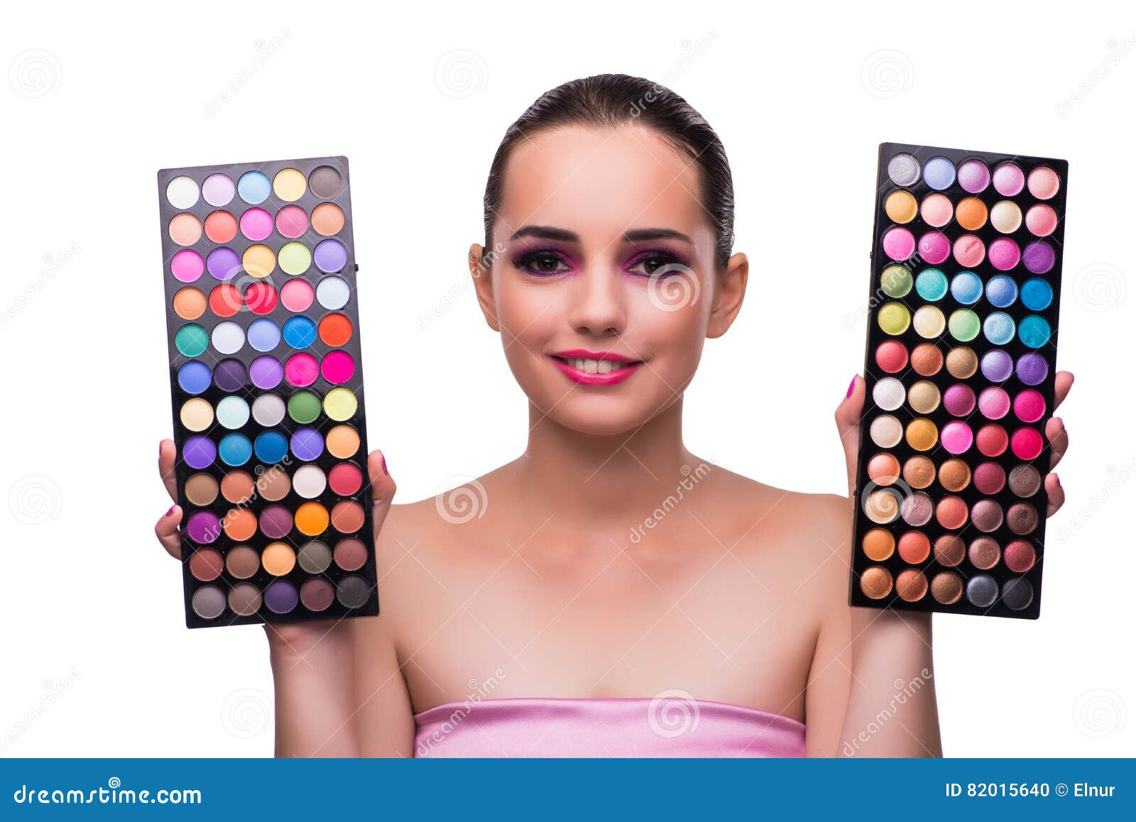 The Woman Choosing Colours for Her Make-up Stock Photo - Image of ...