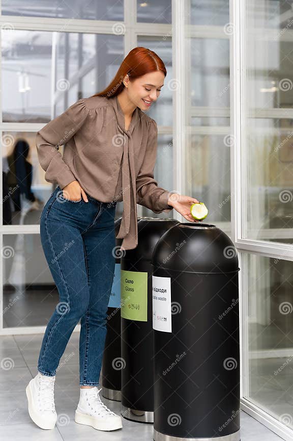 Woman Choosing a Container for Throwing Organic Waste Stock Image ...