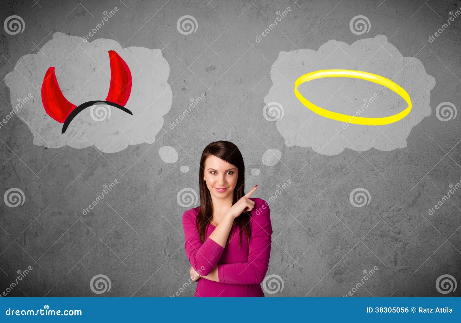 Woman Choosing between Good and Bad Stock Illustration - Illustration ...