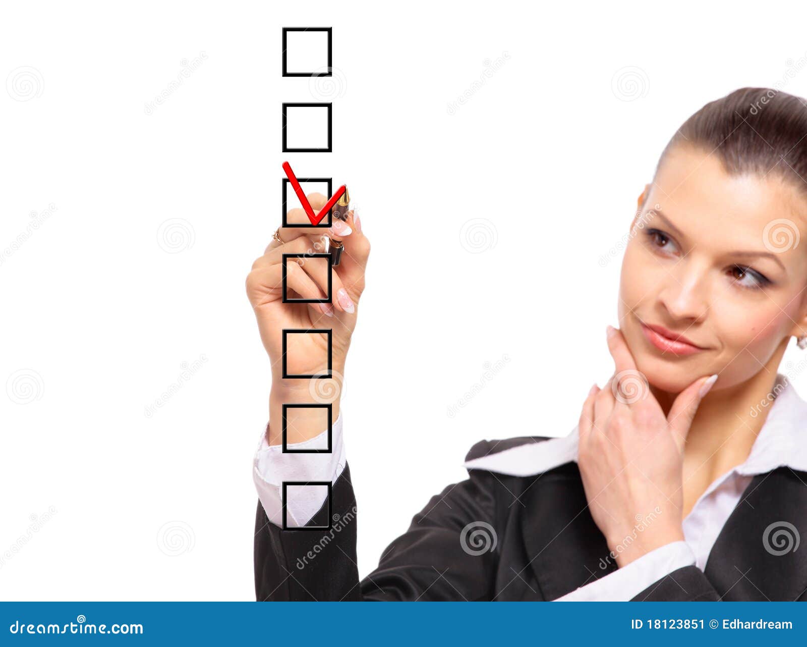 Woman choosing one stock image. Image of isolated, alternative - 18123851