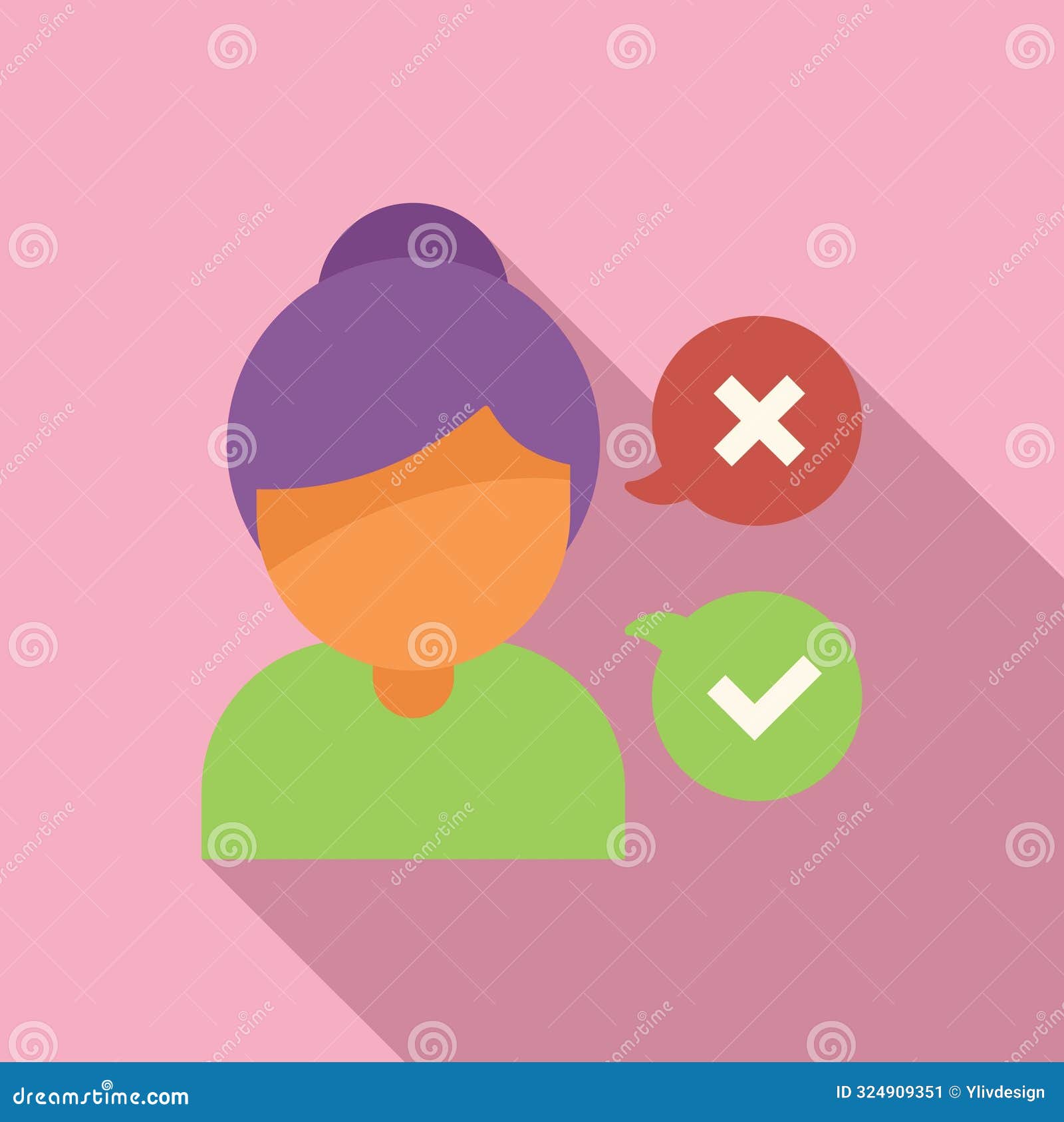 Woman Choosing between Right and Wrong Answer Stock Illustration ...