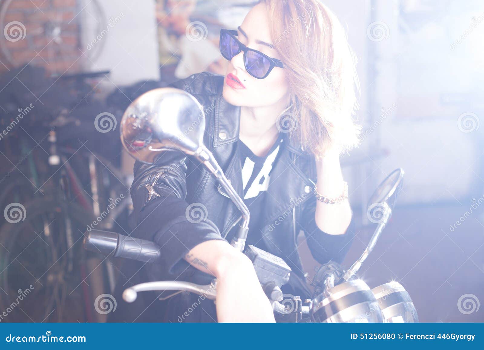Woman with chopper stock photo. Image of attractive, driver - 51256080
