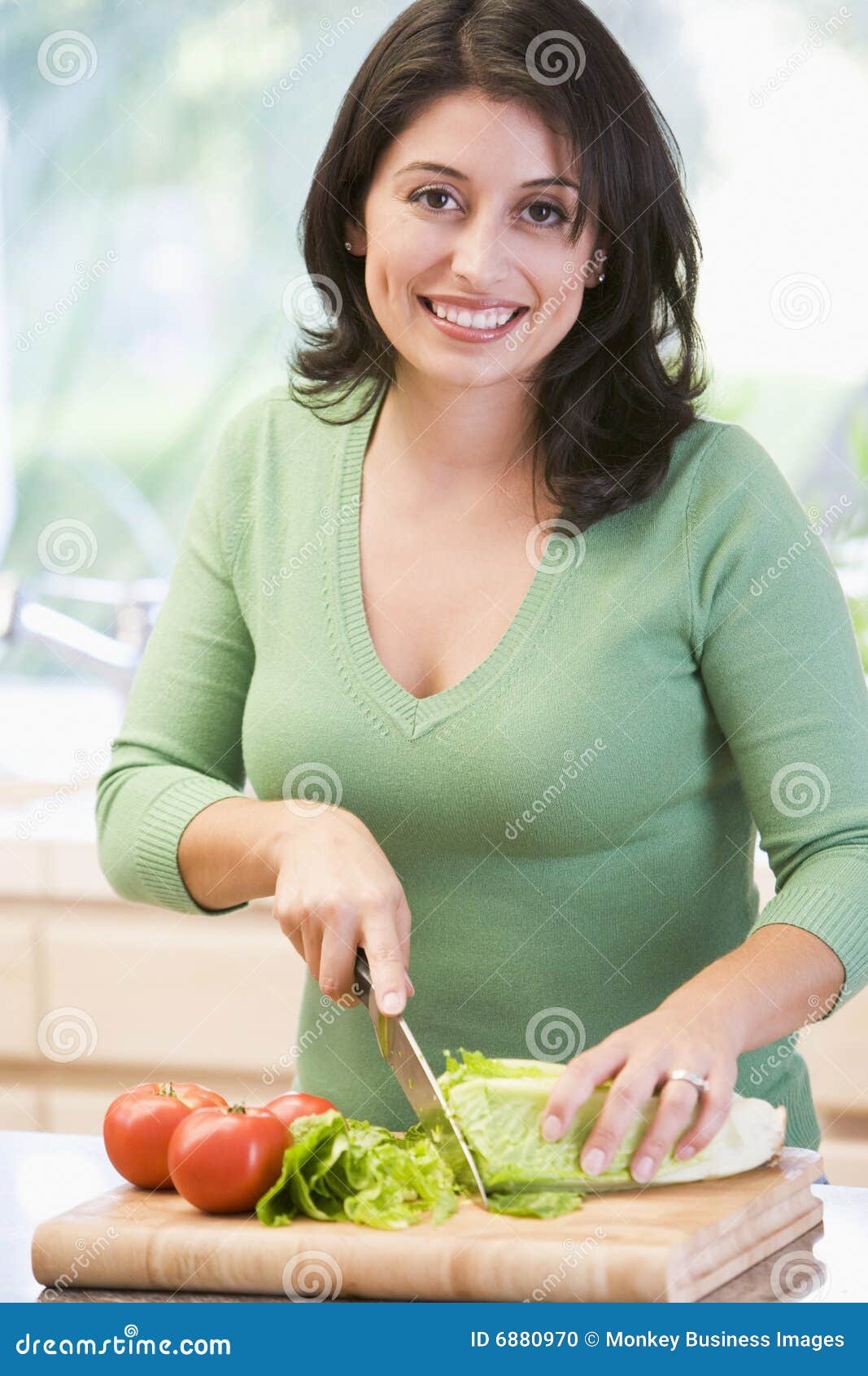 Woman Chopping Vegetables stock photo. Image of home, enjoying - 6880970