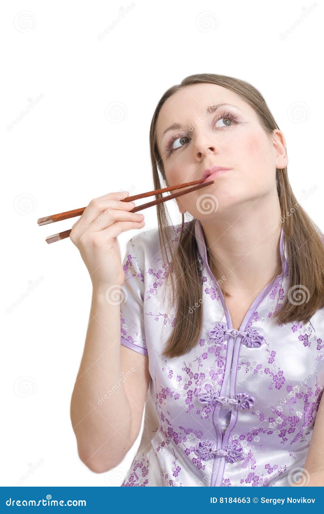 Woman with chopsticks stock image. Image of sushi, female - 8184663