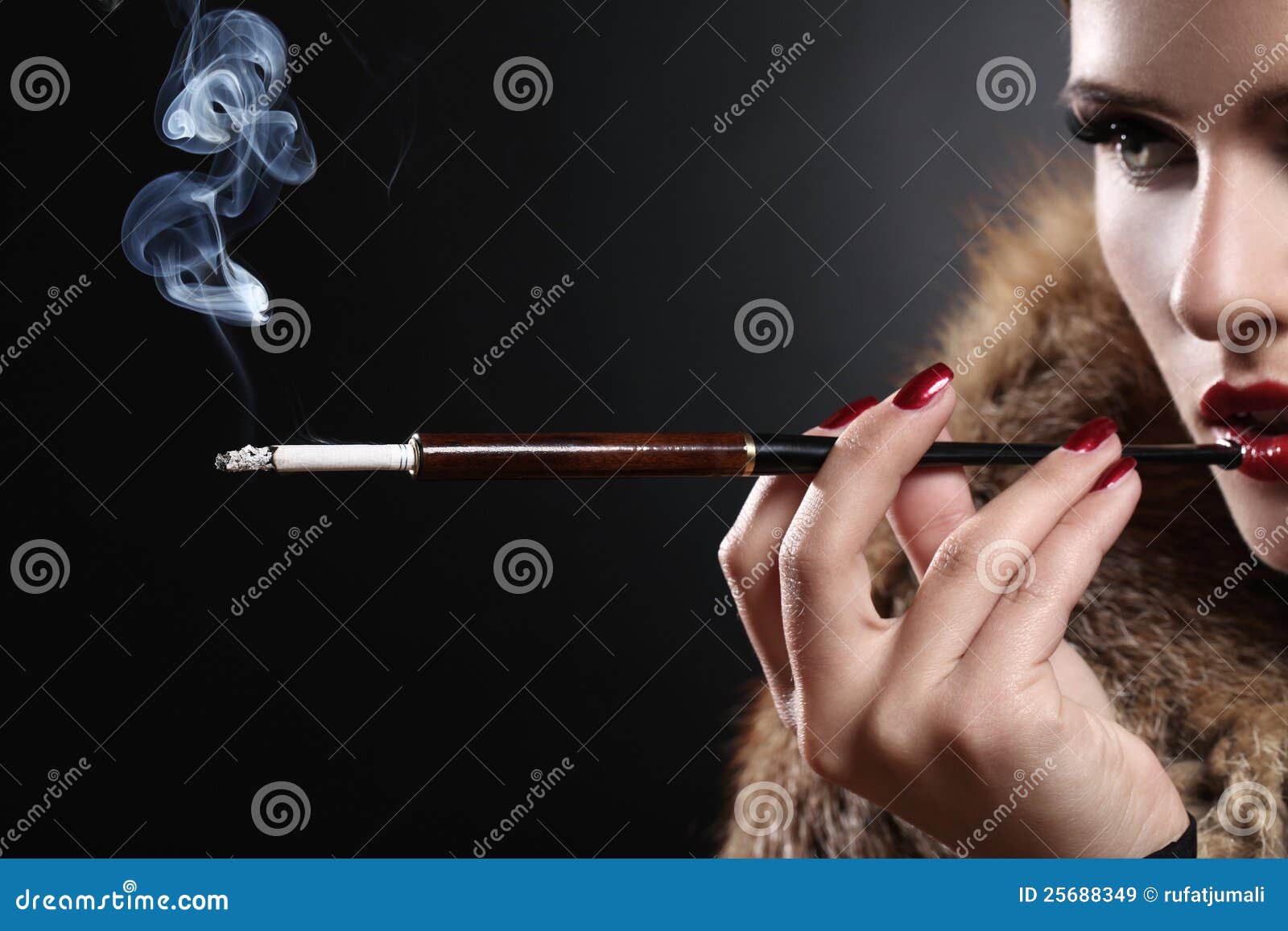 Woman with Cigarette in Vintage Image Stock Image - Image of cigarette ...