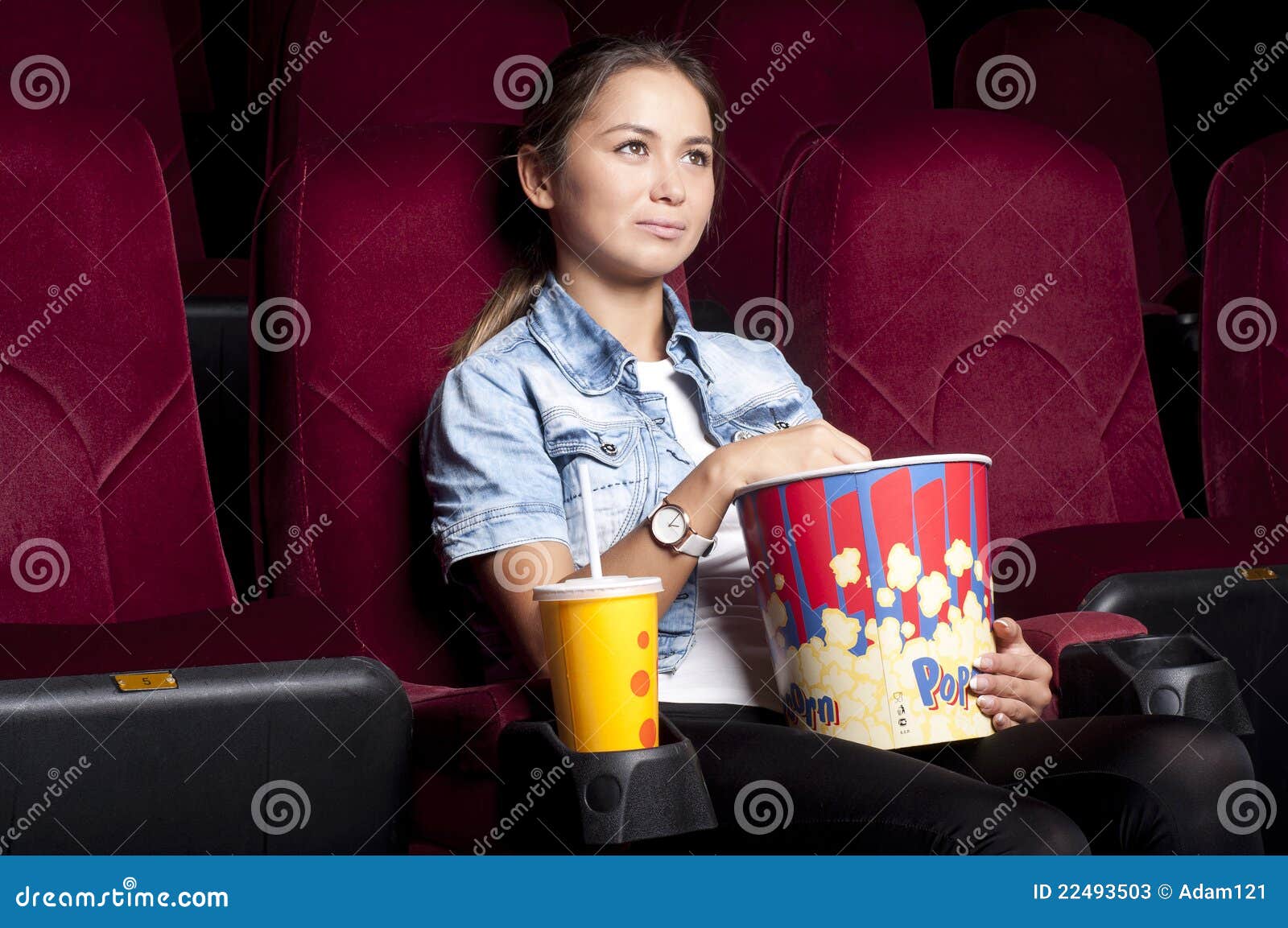 Woman at the cinema stock image. Image of lifestyles - 22493503