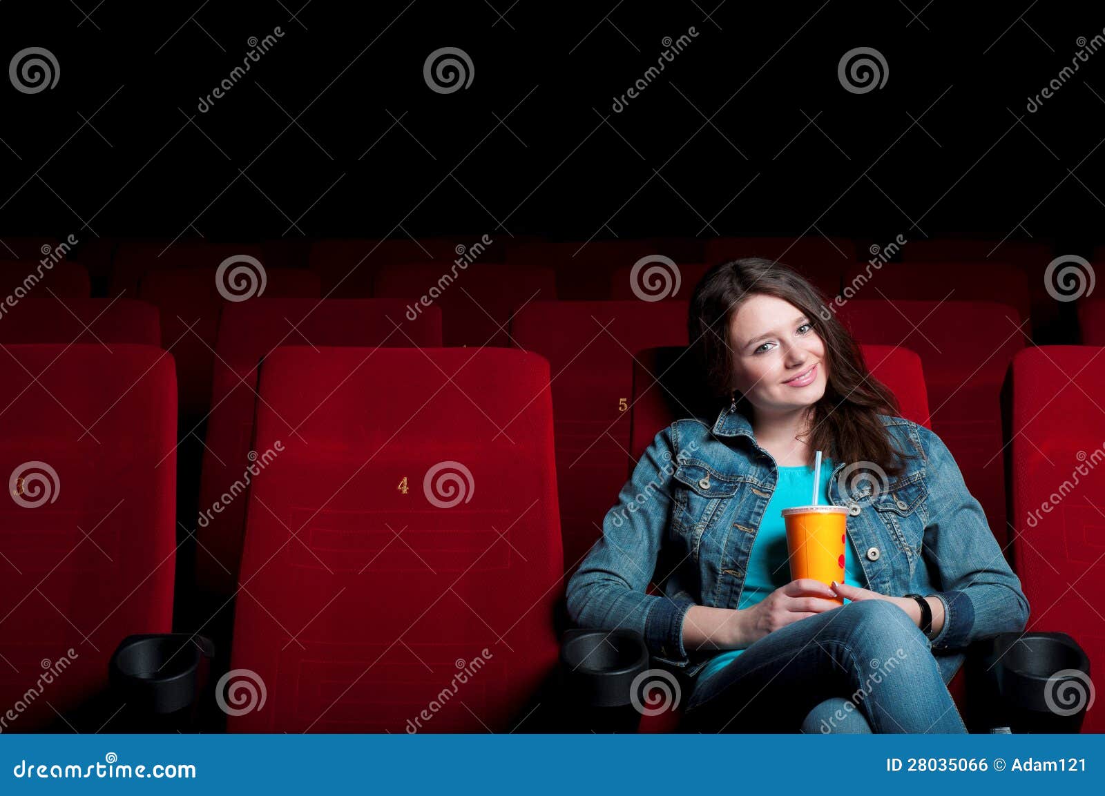 Woman in cinema stock photo. Image of film, girl, movie - 28035066