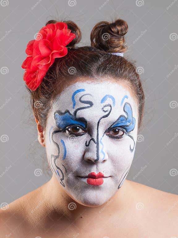 Woman with circus makeup. stock image. Image of makeup - 47615747