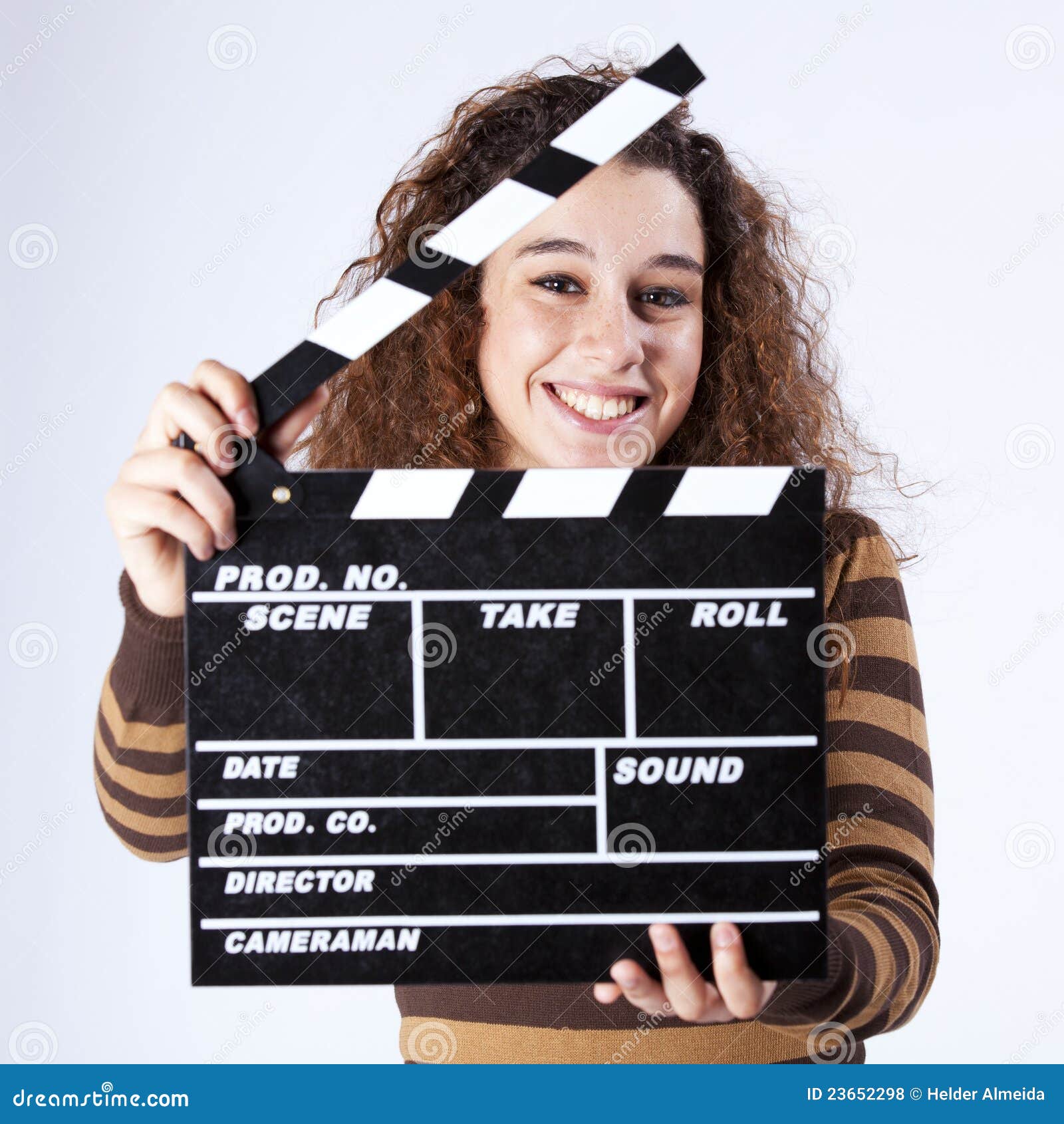 Woman with a clapper stock photo. Image of girl, slate - 23652298