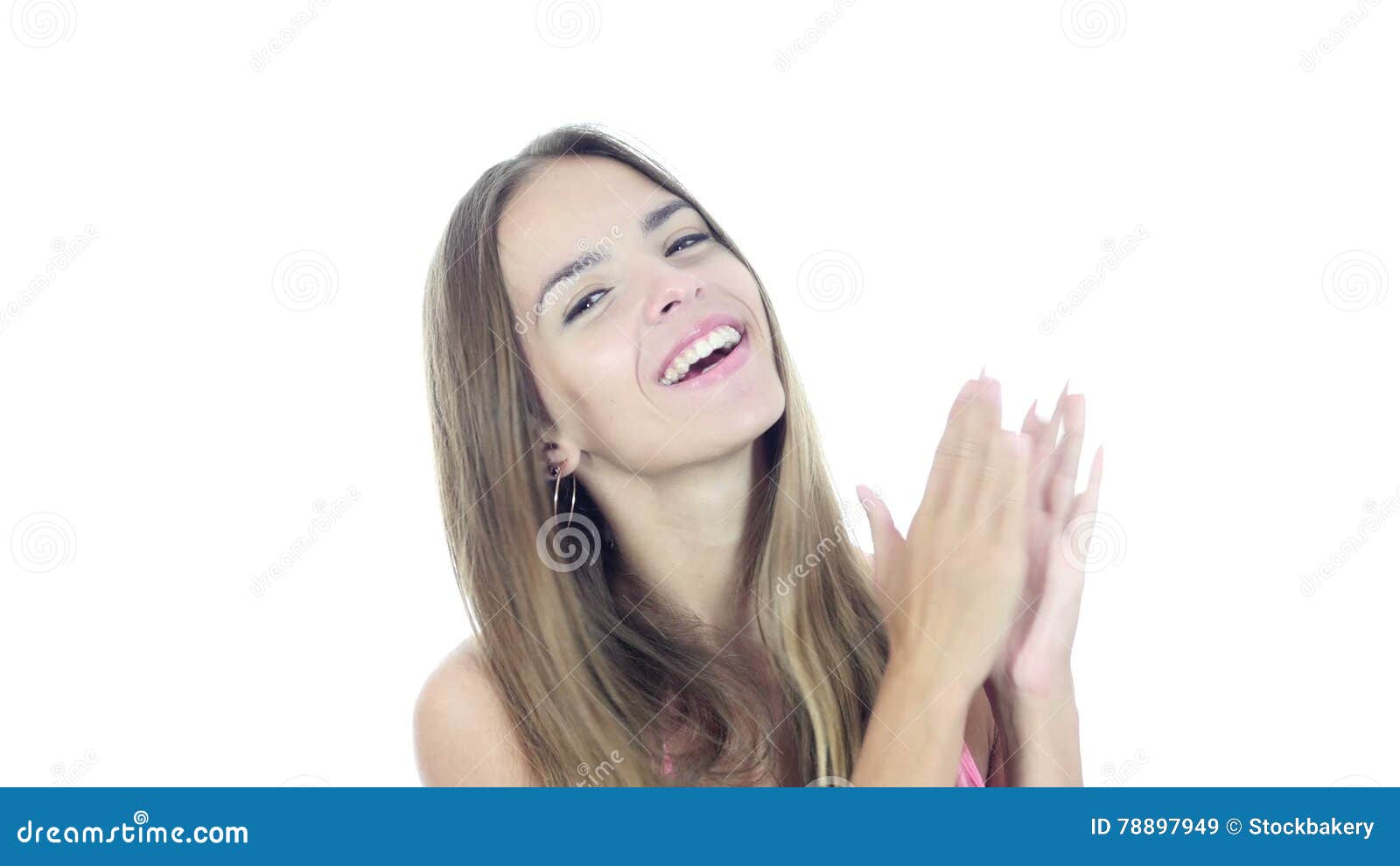 Woman Clapping , White Background,Young,,,, Stock Video - Video of girl ...