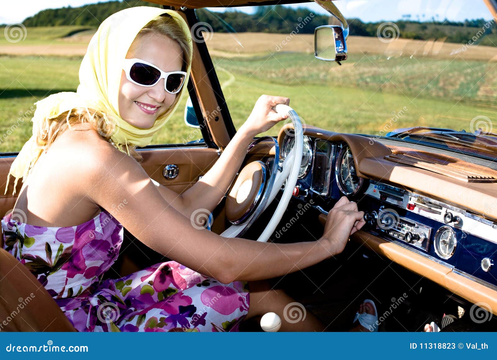 Woman and classic car stock image. Image of vintage, revival - 11318823