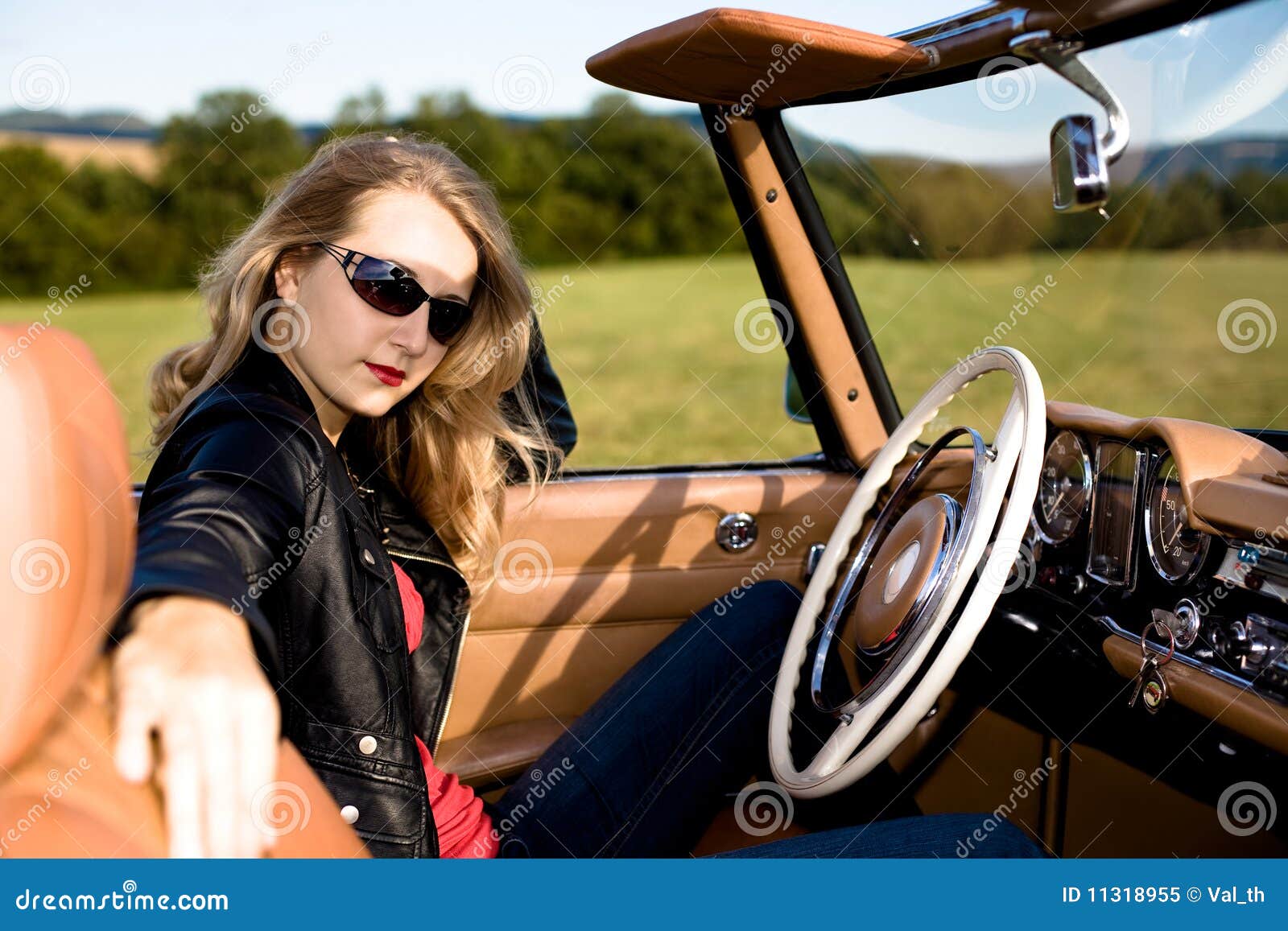 Woman and classic car stock image. Image of female, revival - 11318955