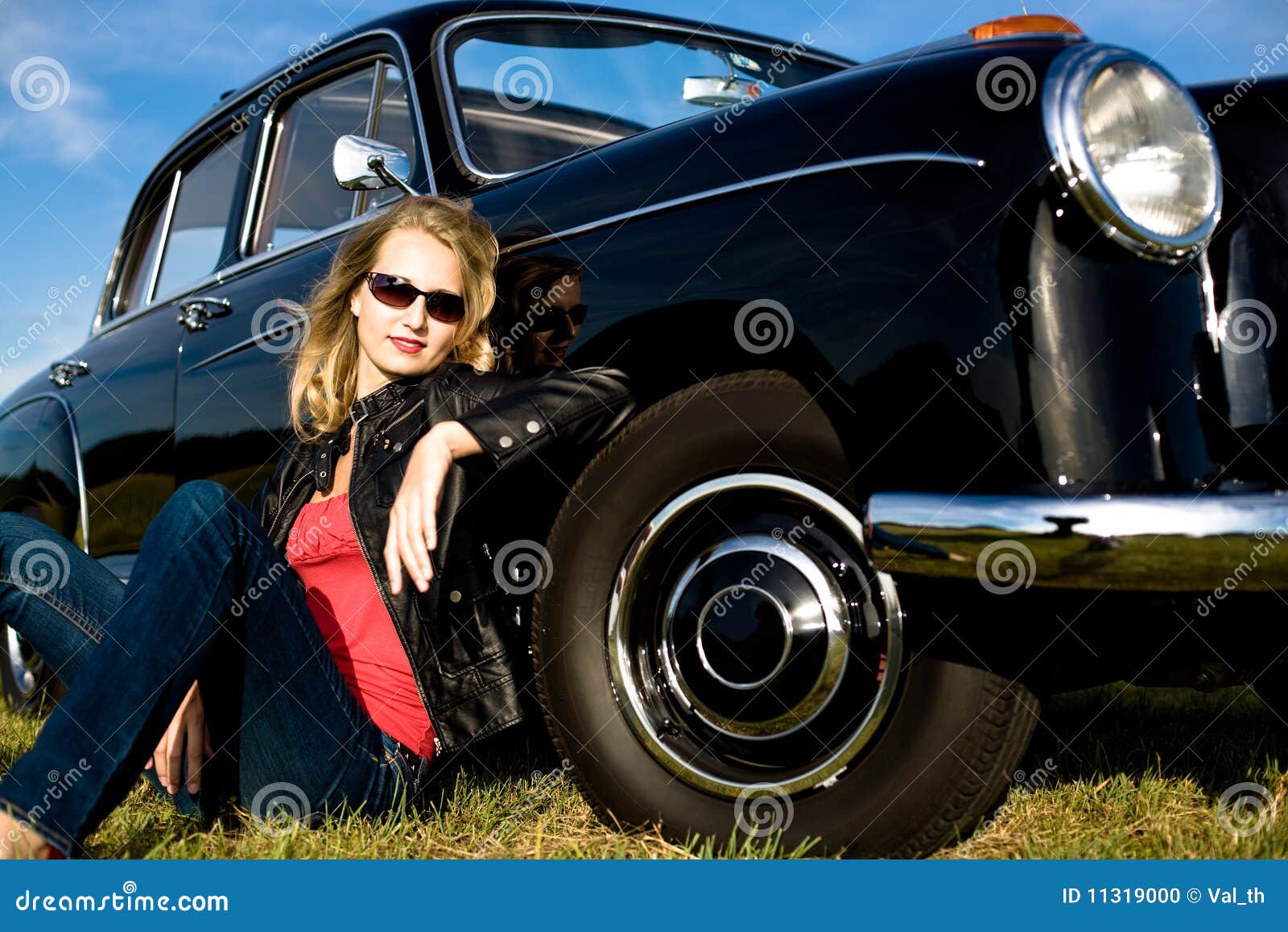 Woman and classic car stock photo. Image of 50th, women - 11319000