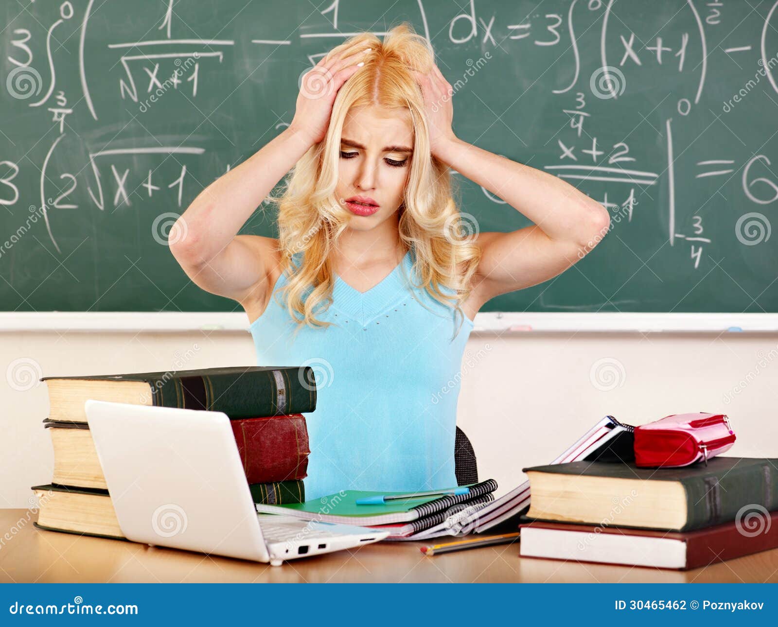 Woman in classroom. stock photo. Image of blackboard - 30465462