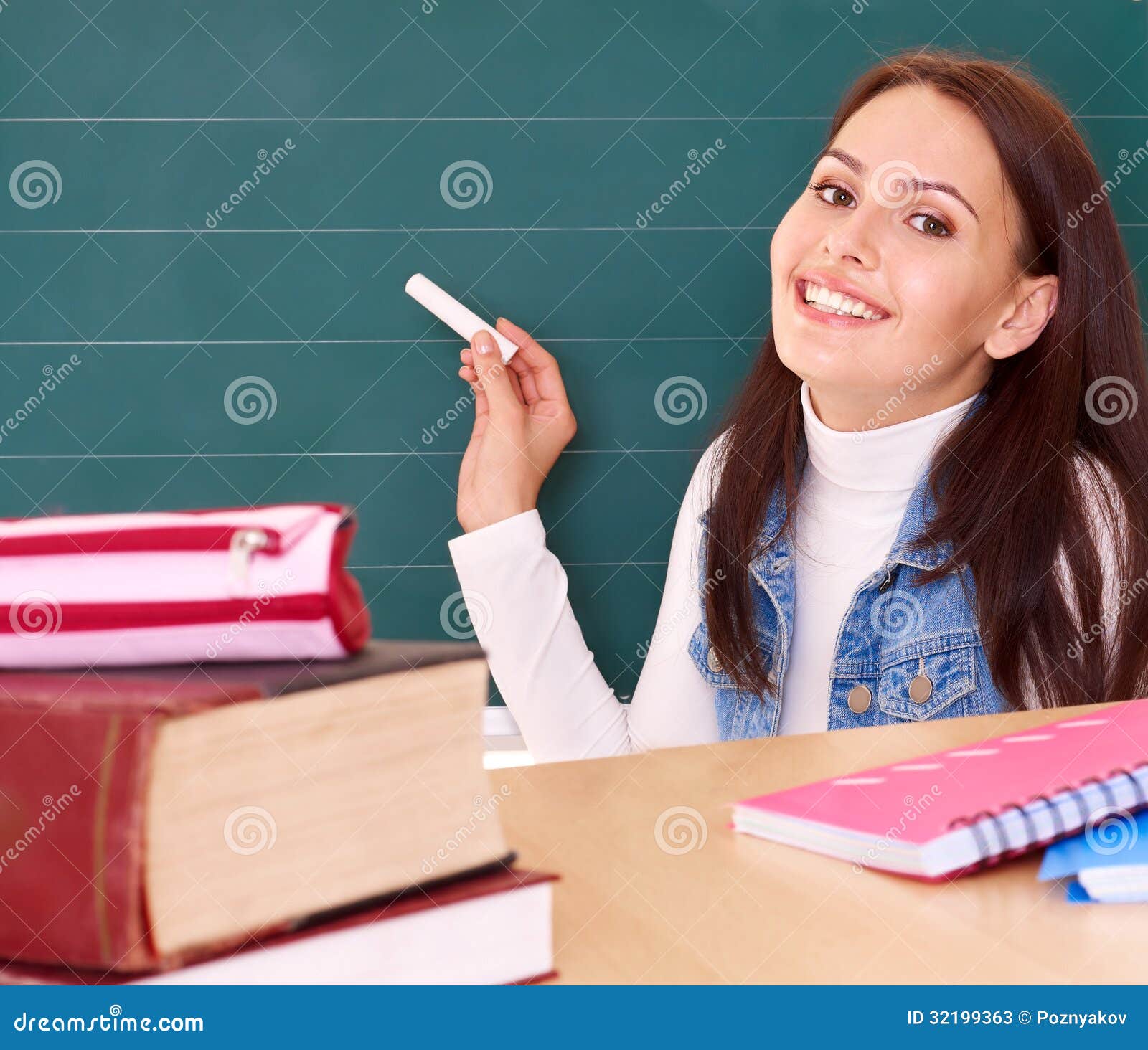 Woman in classroom. stock image. Image of female, lesson - 32199363