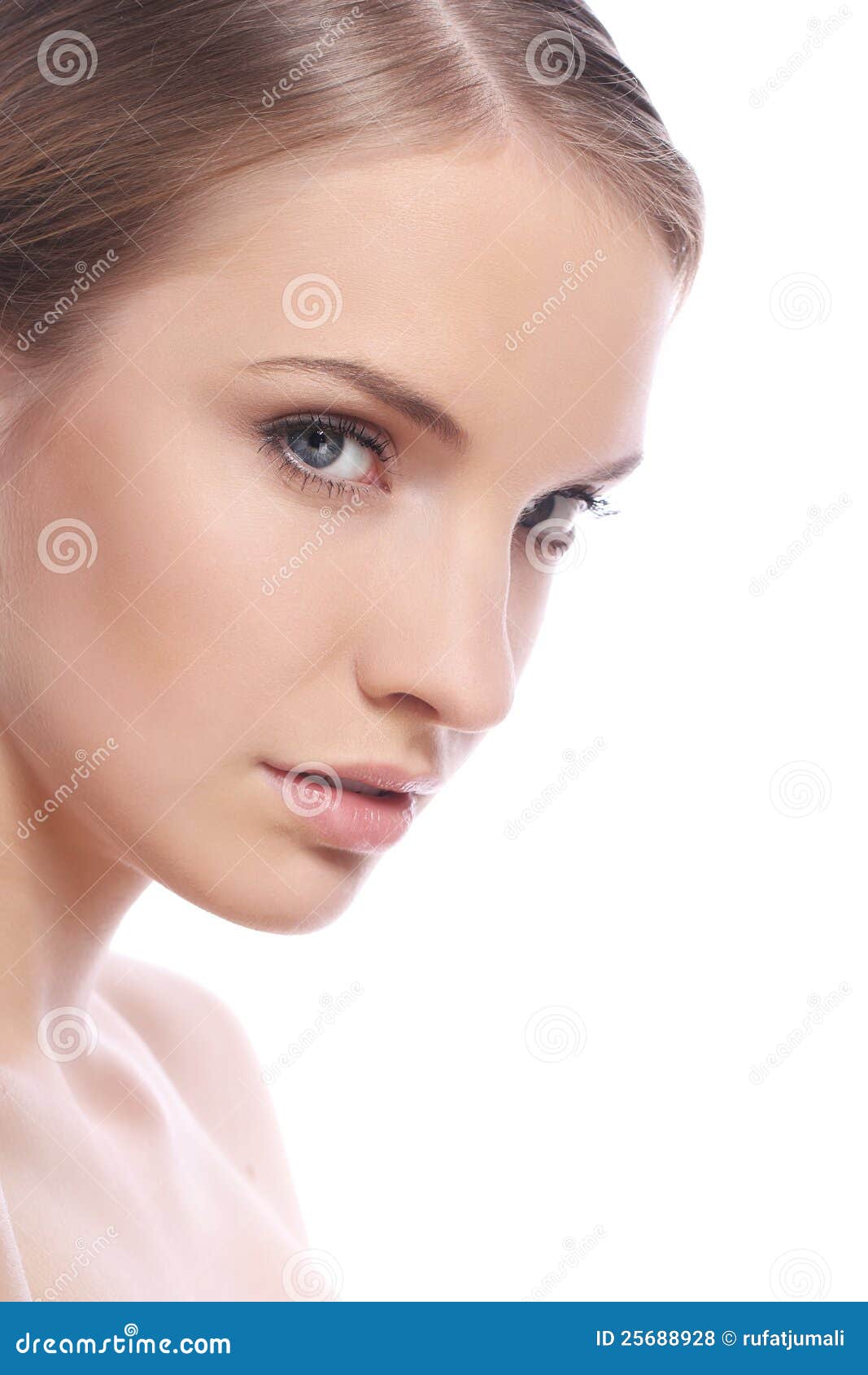 Woman with Clean Face Over White Background Stock Photo - Image of ...