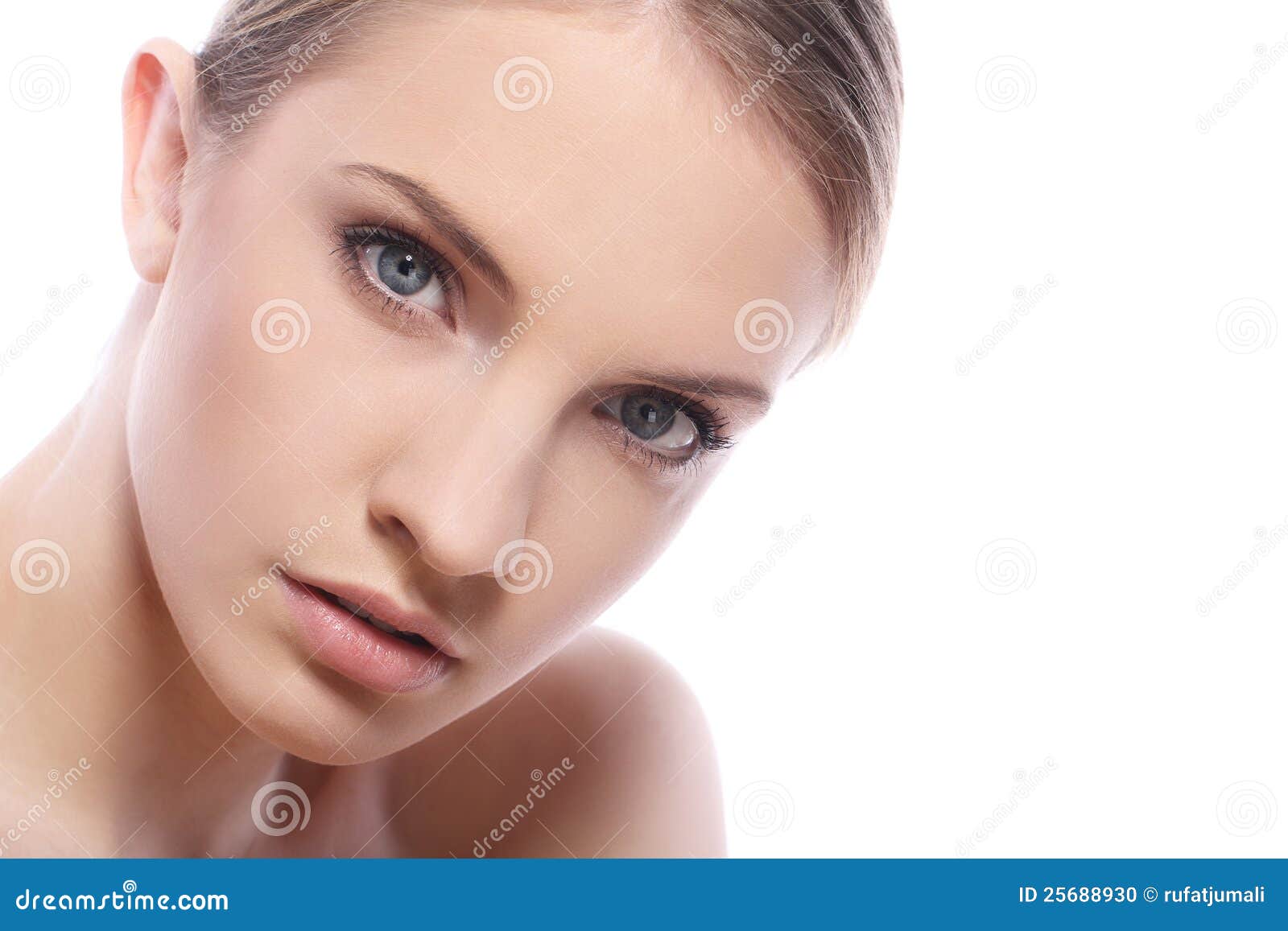 Woman with Clean Face Over White Background Stock Photo - Image of ...