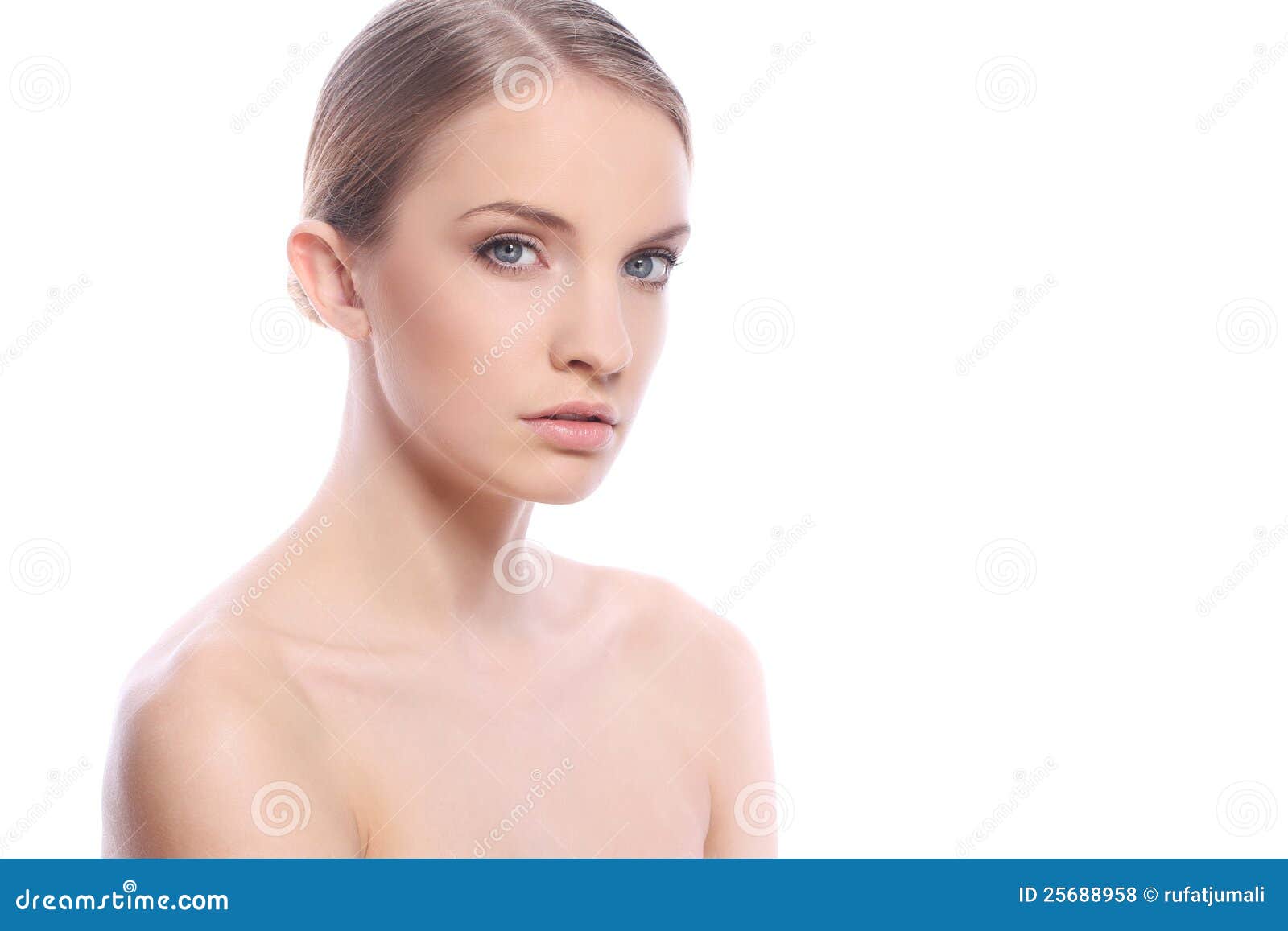 Woman with Clean Face Over White Background Stock Photo - Image of ...