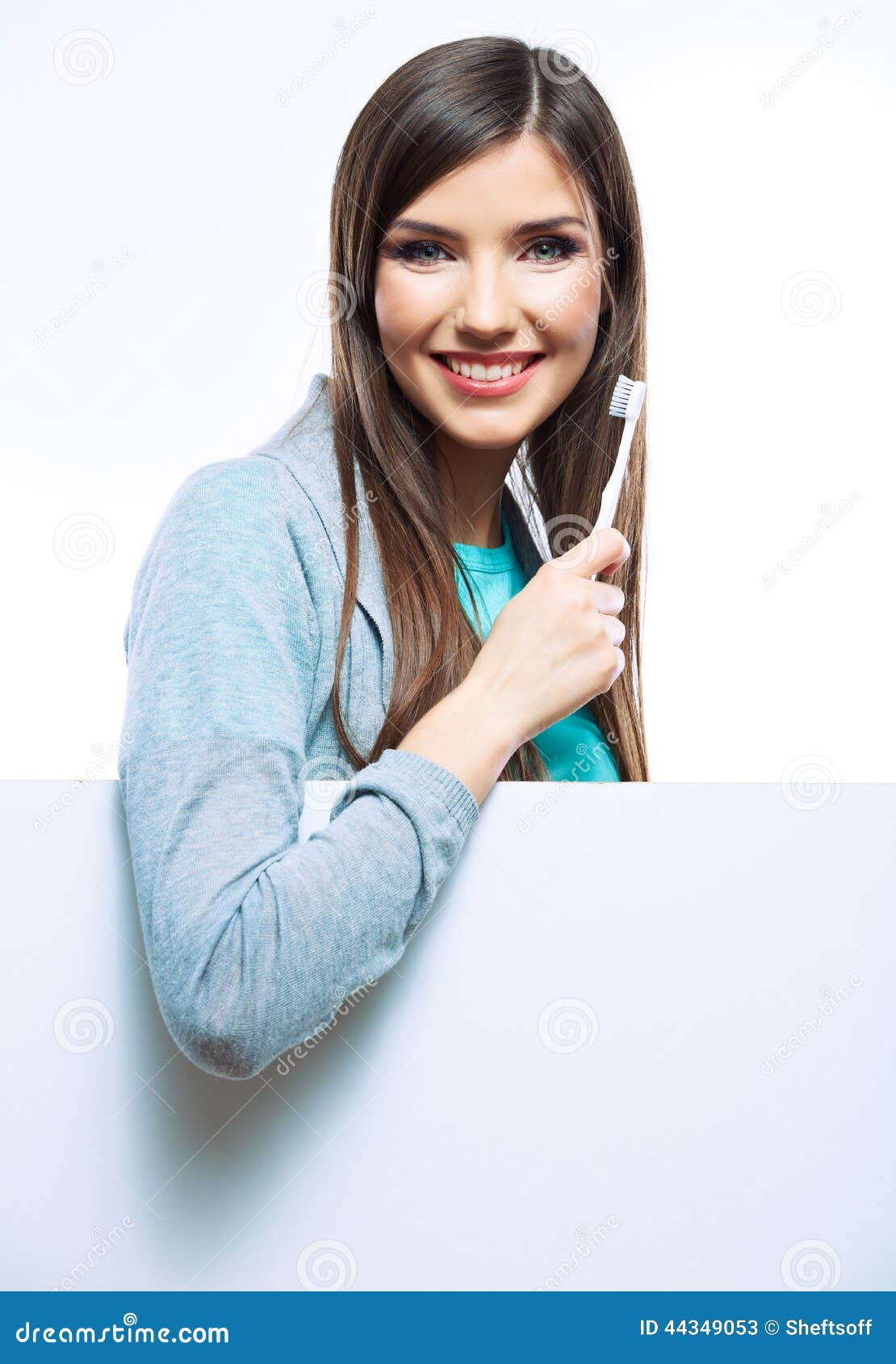 Woman Clean Teeth, on White Stock Image - Image of health, care: 44349053