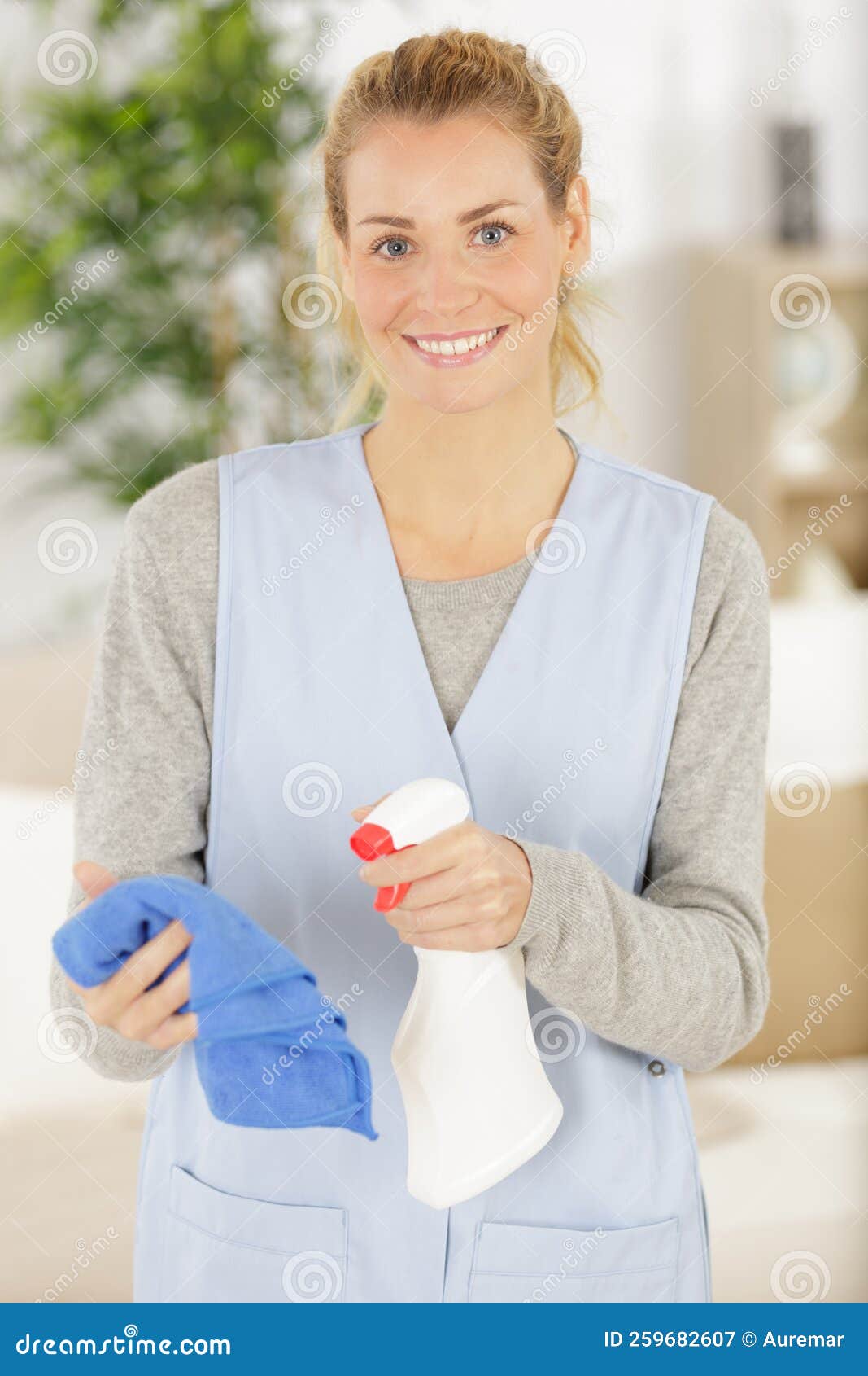 Woman Cleaner Holding Spray Detergent Stock Image - Image of polishing ...