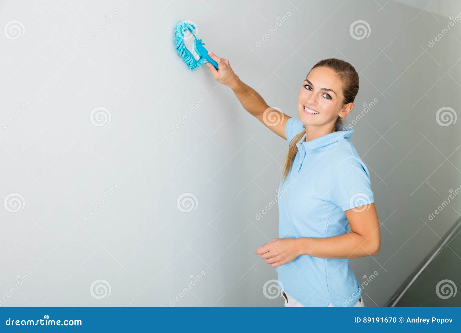 Woman Cleaning the Ceiling with Mop Stock Photo - Image of cleanup ...