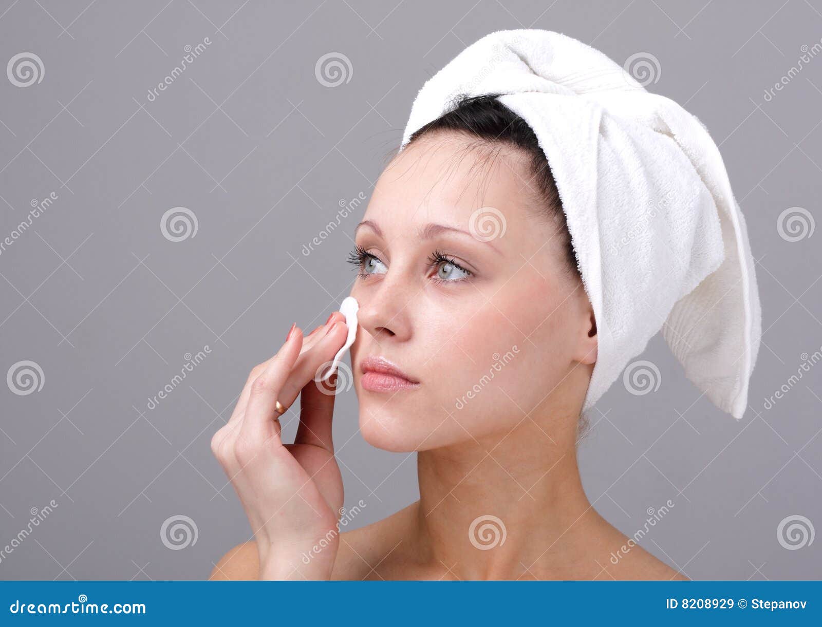 Woman cleaning face stock image. Image of caucasian, hand - 8208929