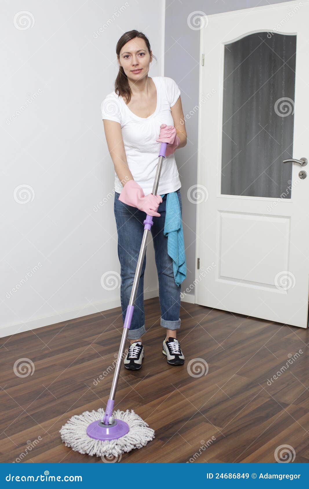 Woman cleaning the flat stock image. Image of house, cheerful - 24686849
