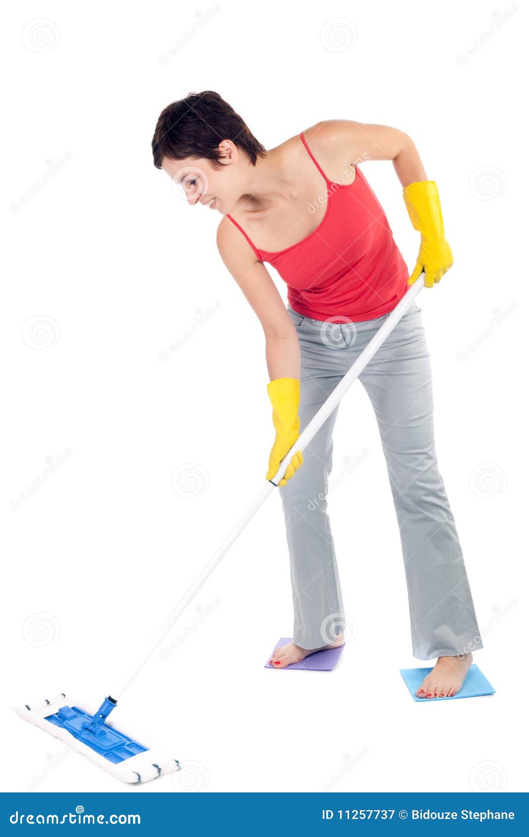 Woman cleaning floor stock image. Image of gloves, vibrant - 11257737