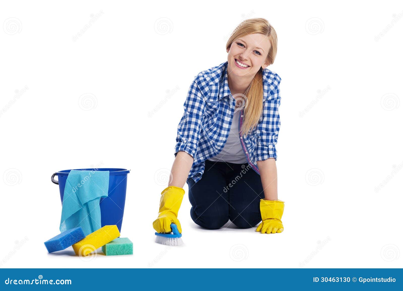Woman cleaning a floor stock photo. Image of casual, beautiful - 30463130
