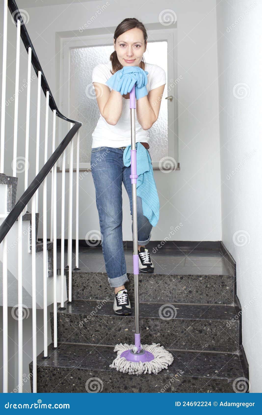 Woman cleaning the hall stock photo. Image of dust, cleaner - 24692224