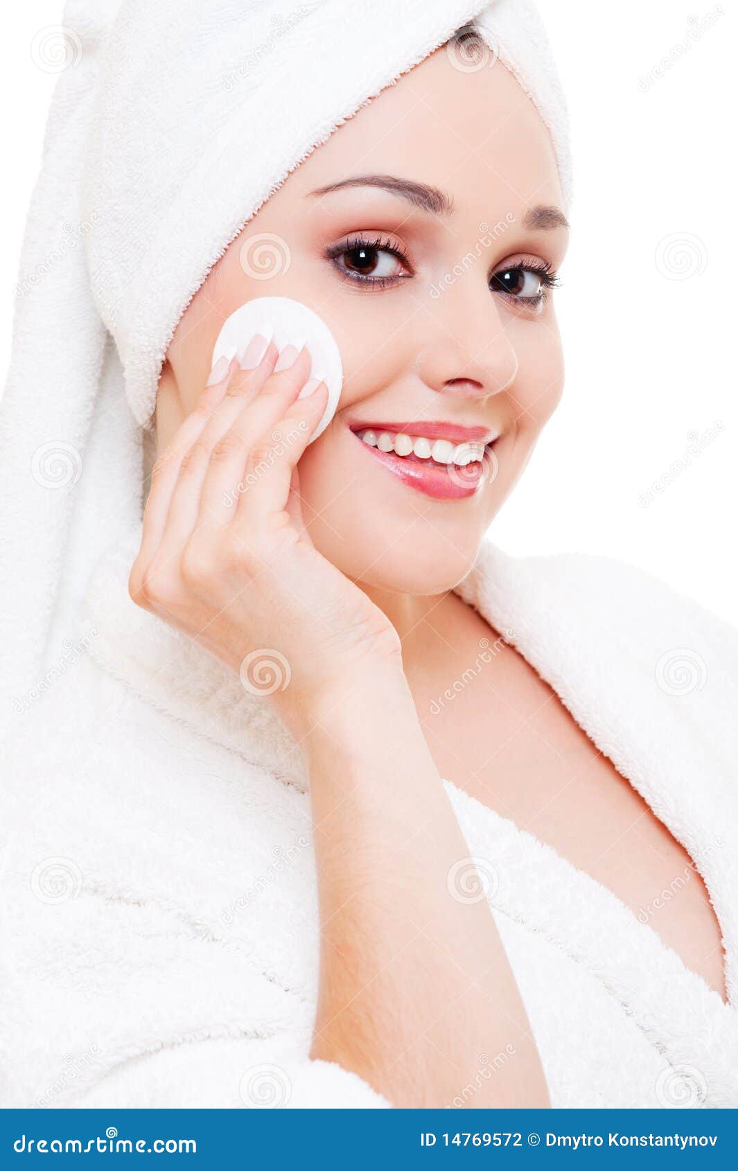 Woman cleaning her face stock photo. Image of makeup - 14769572