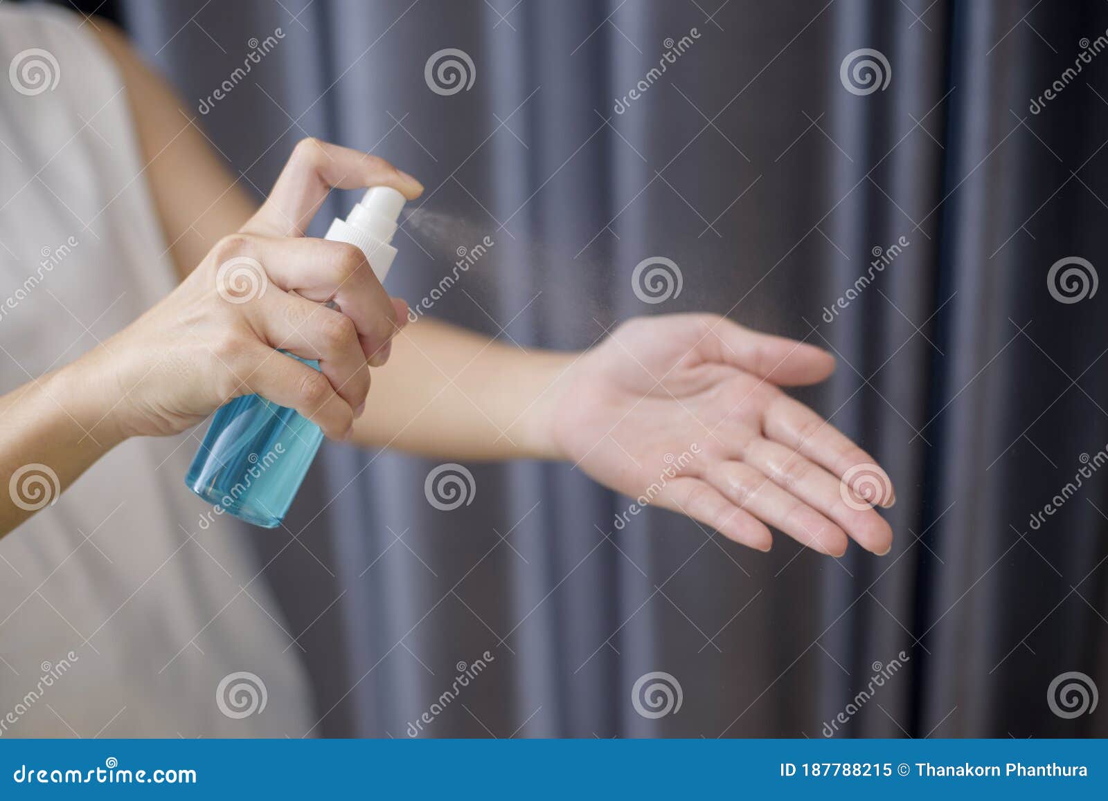 Woman is Cleaning Her Hands with Alcohol Spray Stock Image - Image of ...