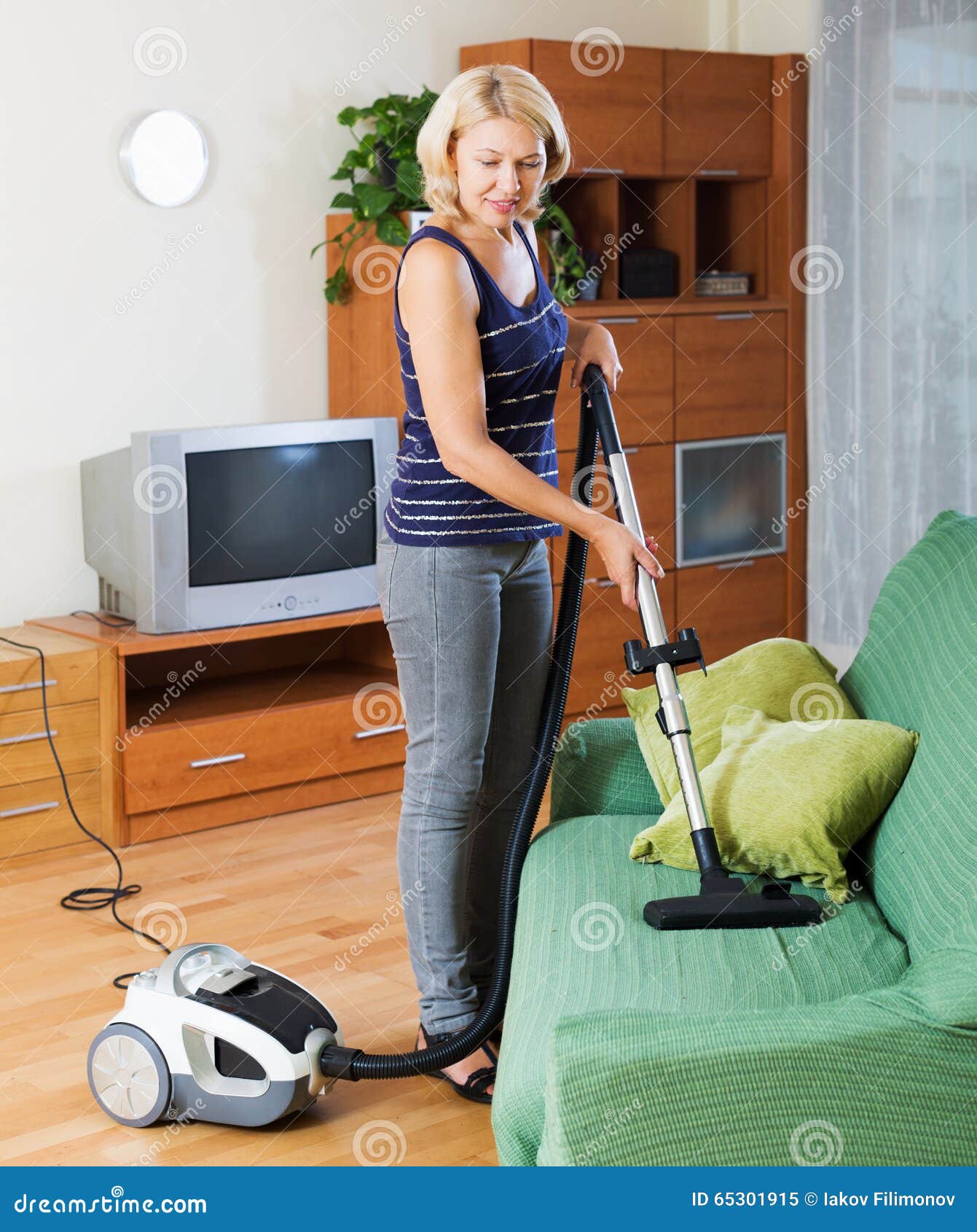 Woman Cleaning Living Room Stock Image Image Of Girl 65301915
