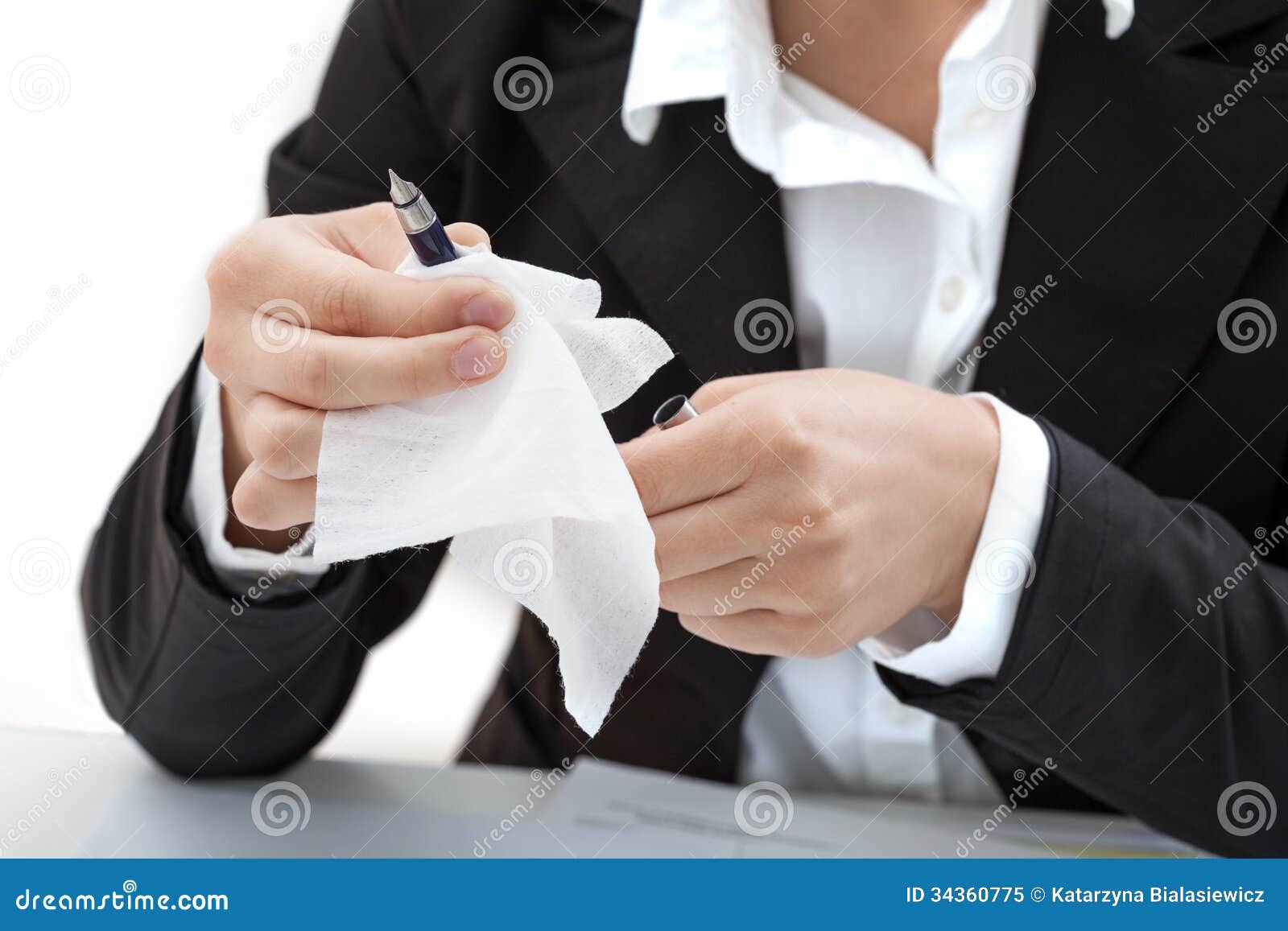 Woman cleaning a pen stock image. Image of expensive - 34360775