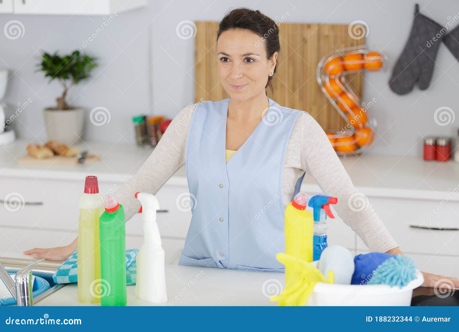 Woman with Cleaning Solution Stock Photo - Image of cleaners ...