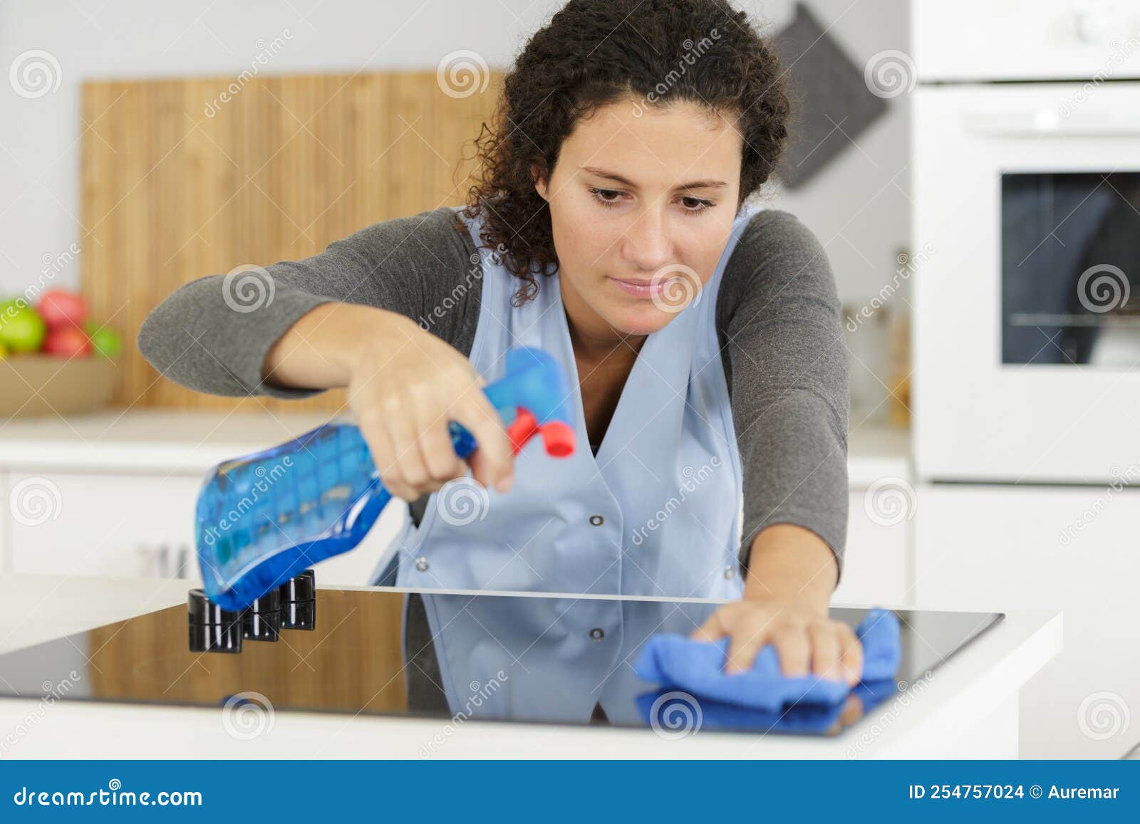 Woman Cleaning with Spray Detergent Stock Photo - Image of ...