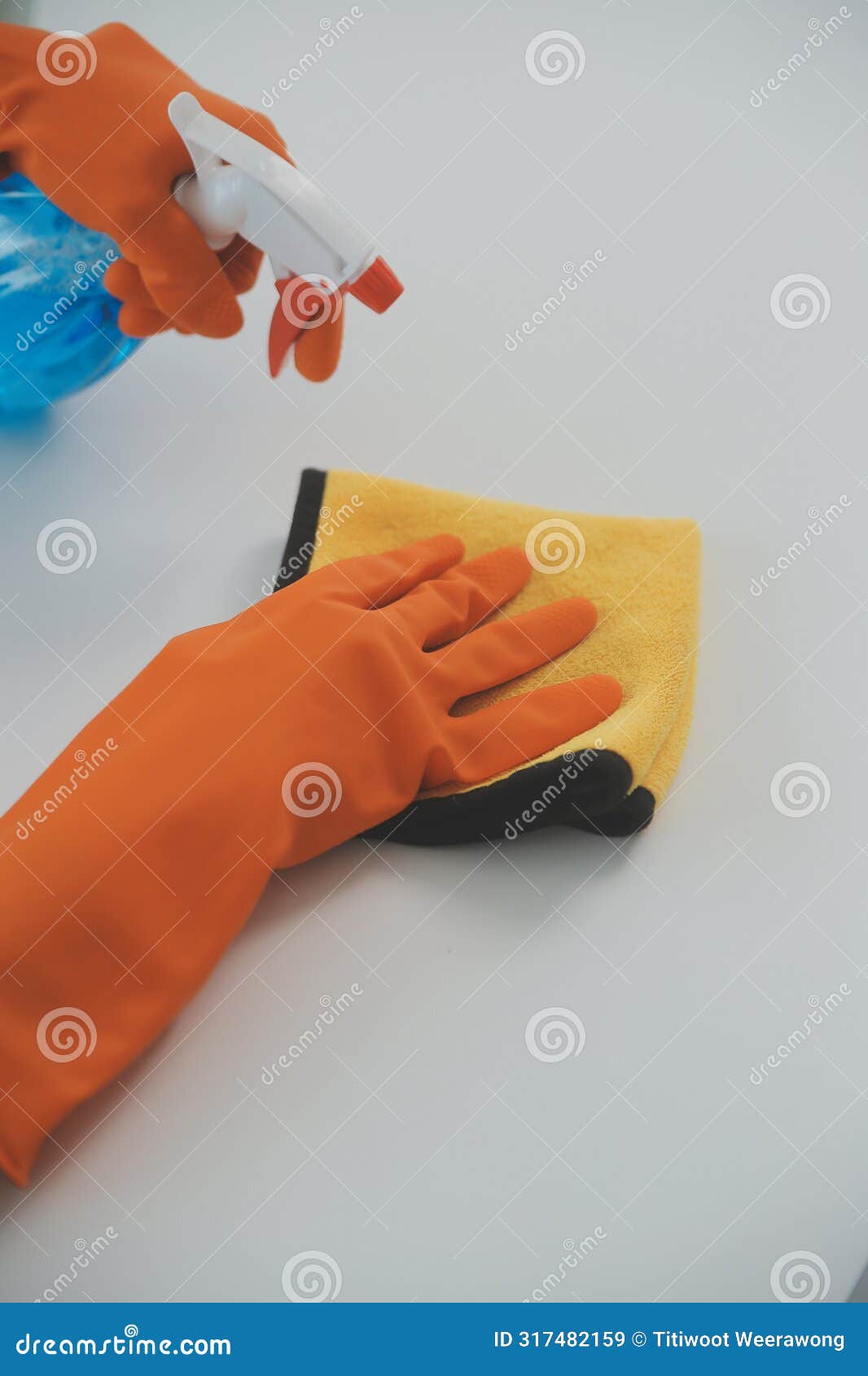 Woman Cleaning Table Using Rag and Diffuser at Home Stock Image - Image ...