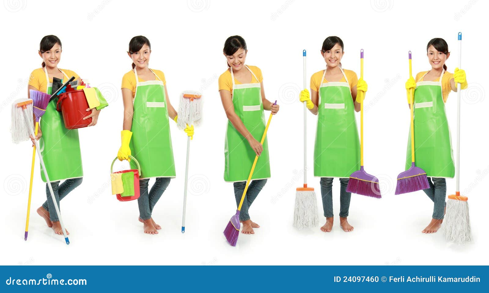 Woman with cleaning tool stock photo. Image of housework - 24097460