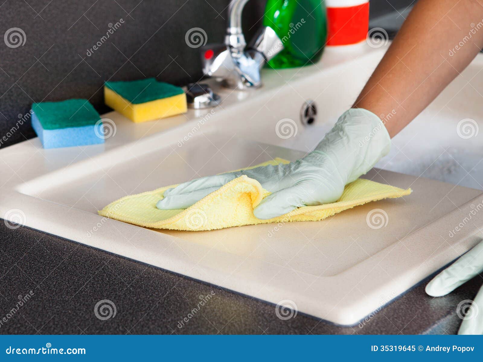 Woman Cleaning Worktop stock image. Image of hygiene - 35319645