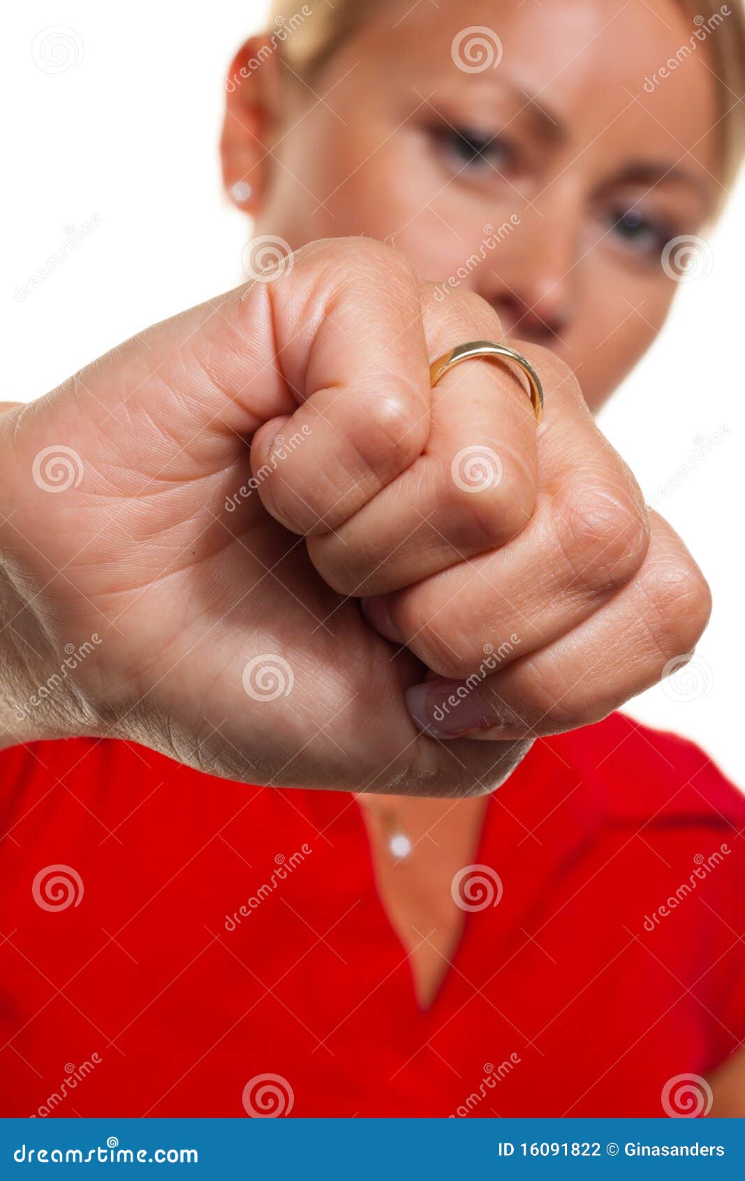 Woman clenches his stock photo. Image of strength, facial - 16091822