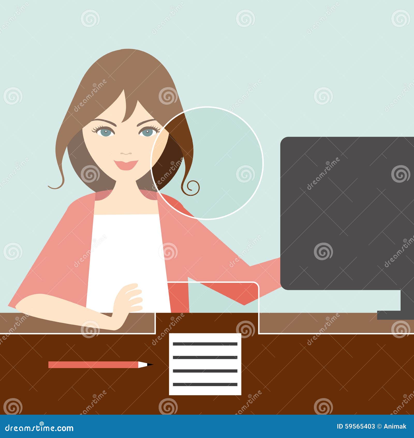 Woman clerk in a bank. stock vector. Illustration of post - 59565403