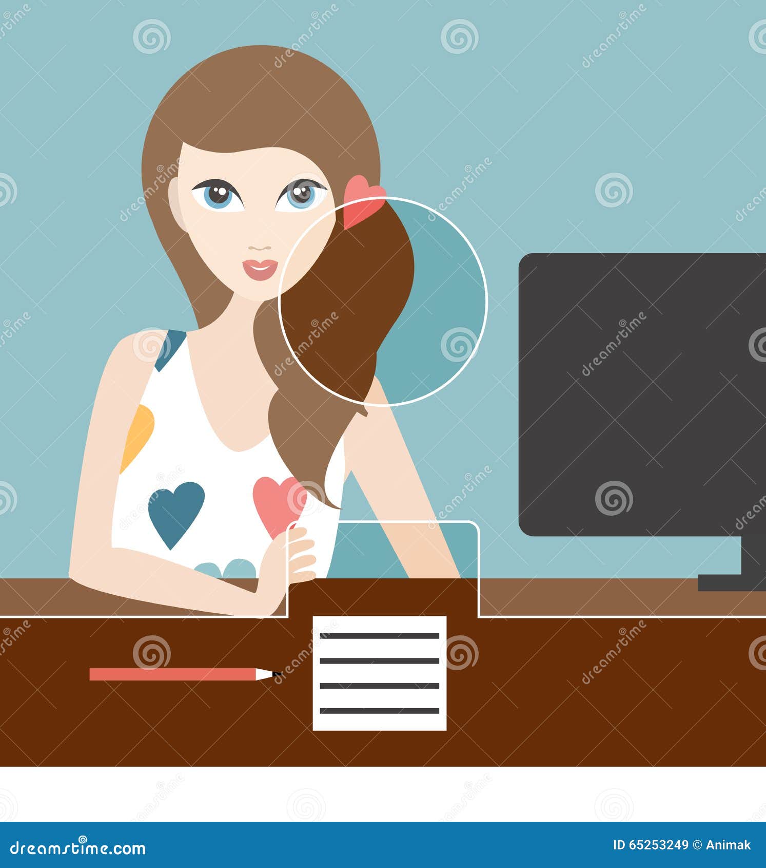 Woman clerk in a bank. stock vector. Illustration of post - 65253249