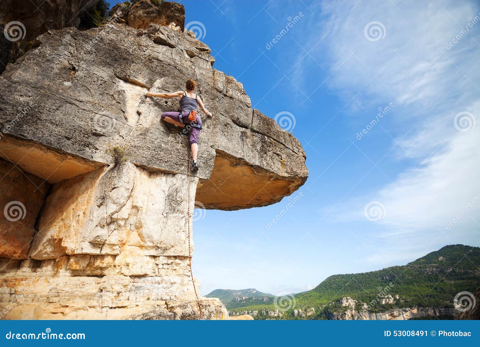 Woman climber on a cliff stock image. Image of lady, courage - 53008491