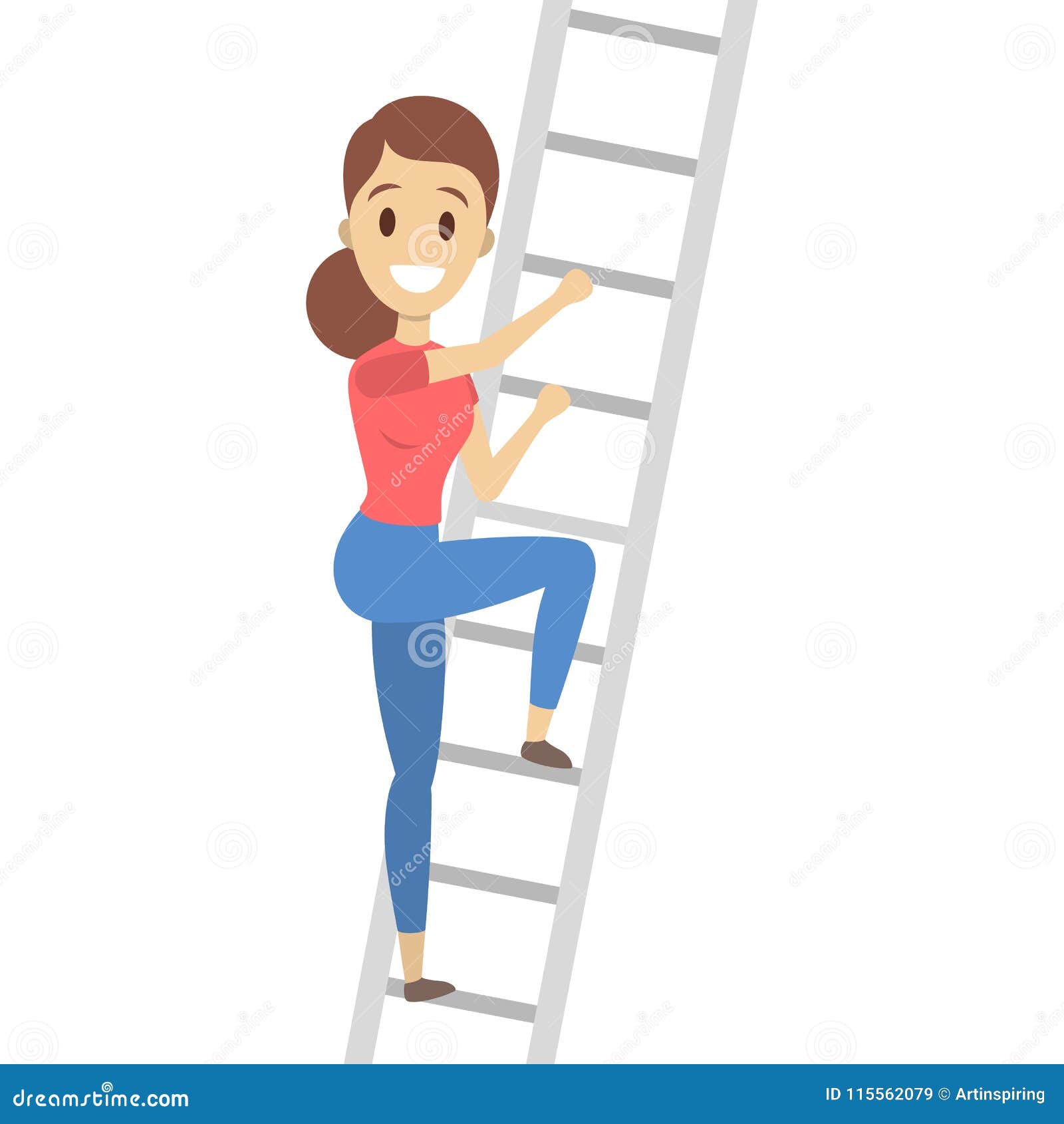 Climbing High Ladder Cartoon Vector | CartoonDealer.com #29047243