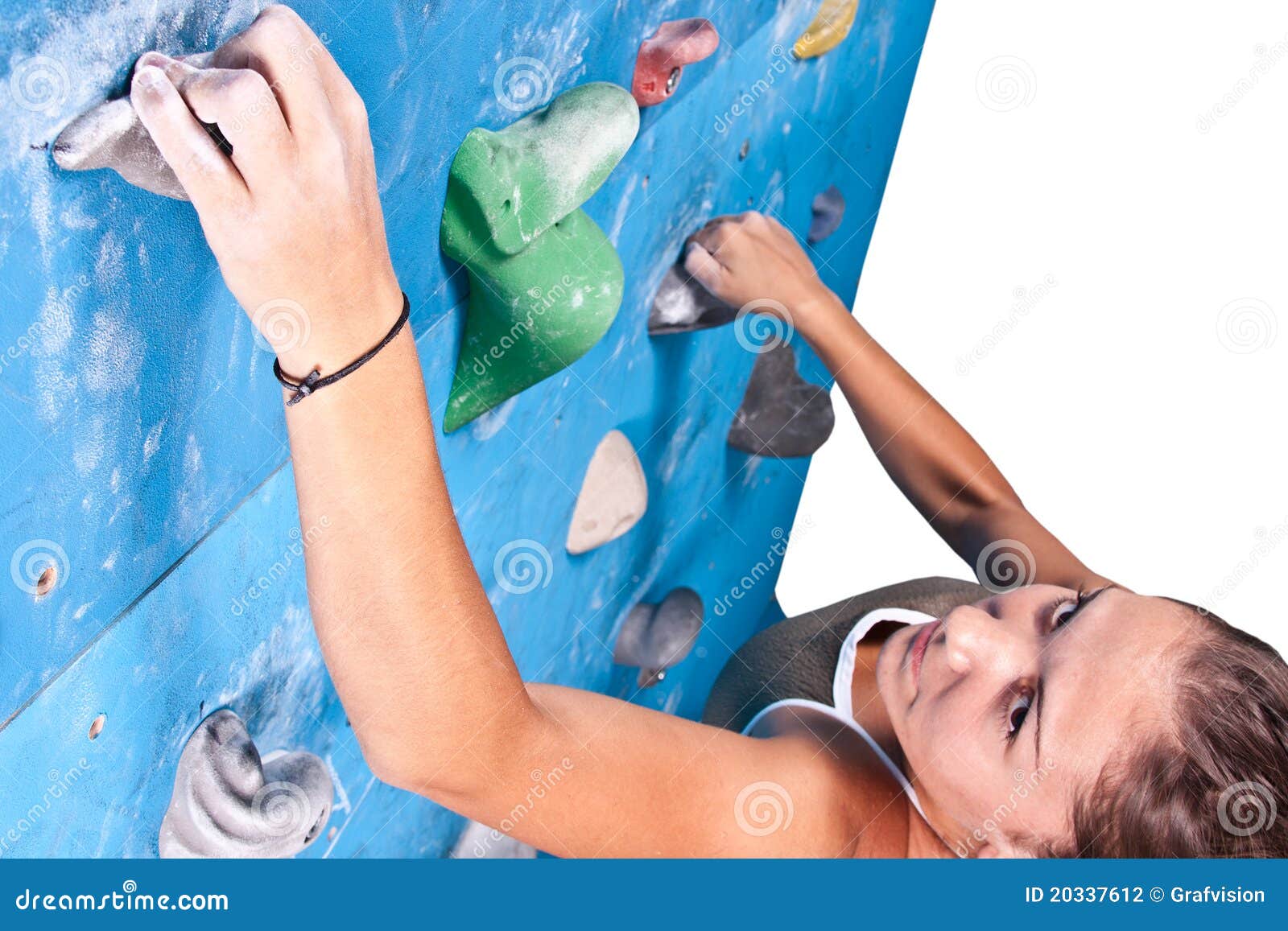 Woman on climbing wall stock photo. Image of fitness - 20337612