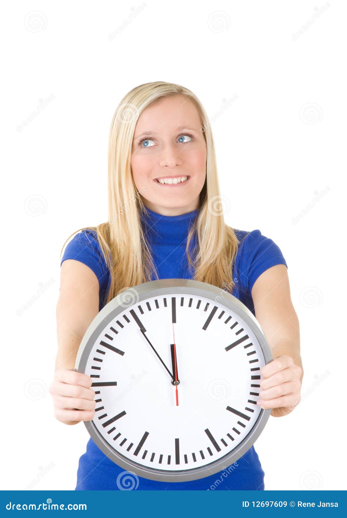 Woman with clock stock image. Image of contemporary, time - 12697609