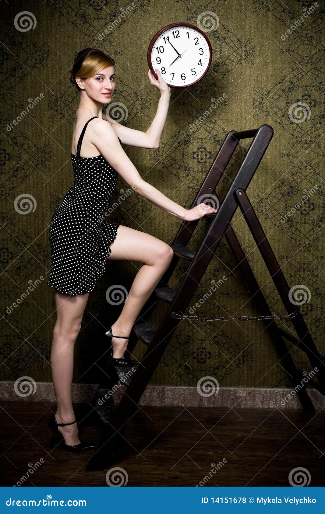 Woman with clock stock photo. Image of technology, space - 14151678